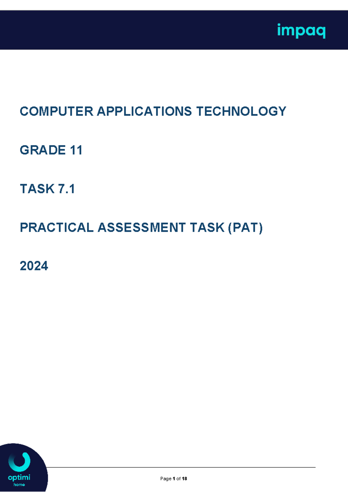 PAT 2024 ENGLISH - Page 1 of 18 COMPUTER APPLICATIONS TECHNOLOGY GRADE ...