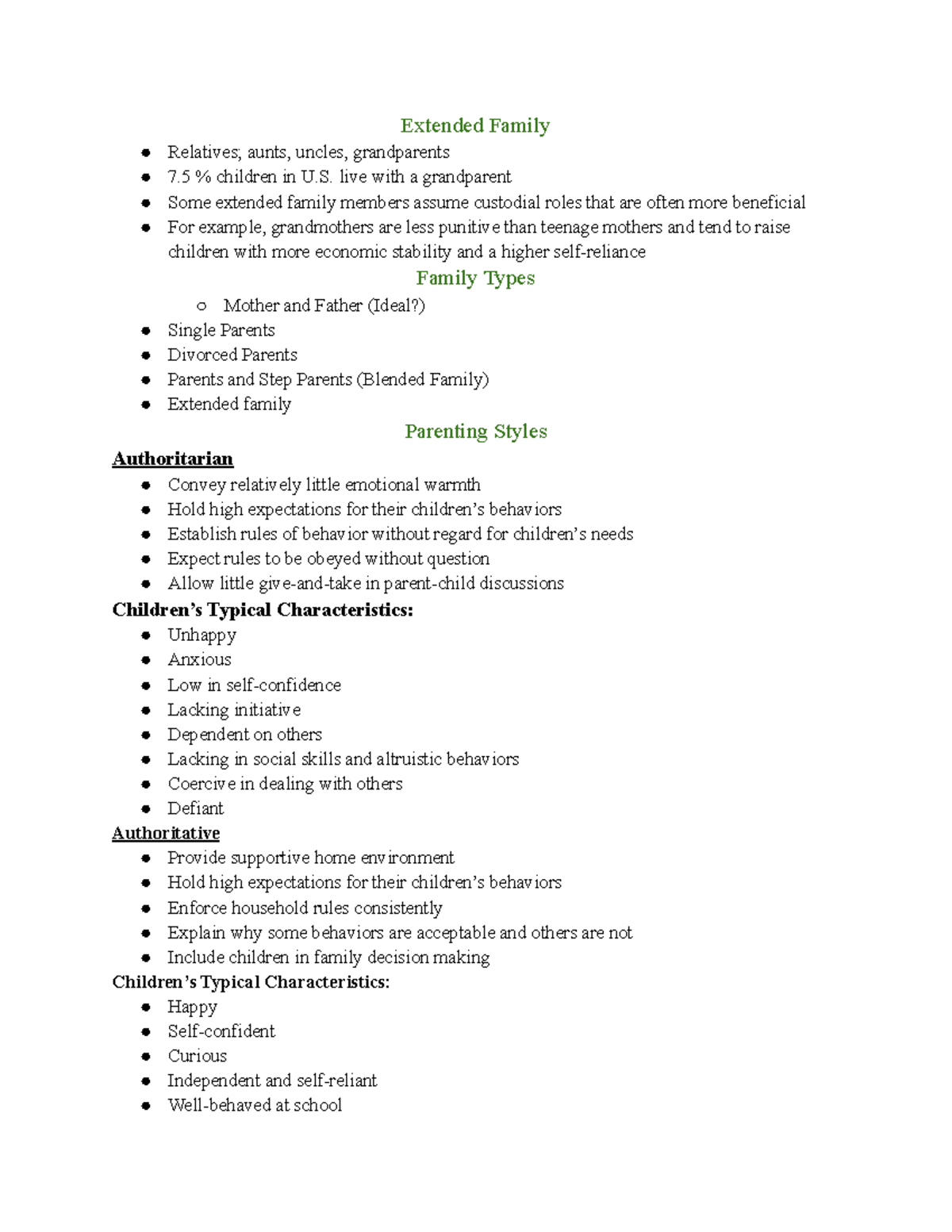 2 Extended Family - Dr. Villa Notes for practice test - Extended Family ...