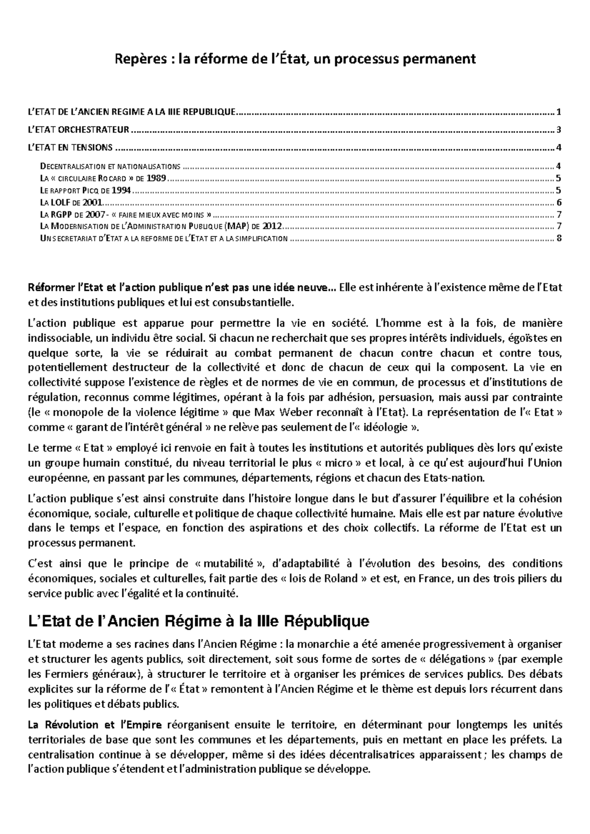 Repères - Réforme de l'Etat - Repères : la réforme de l’État, un ...