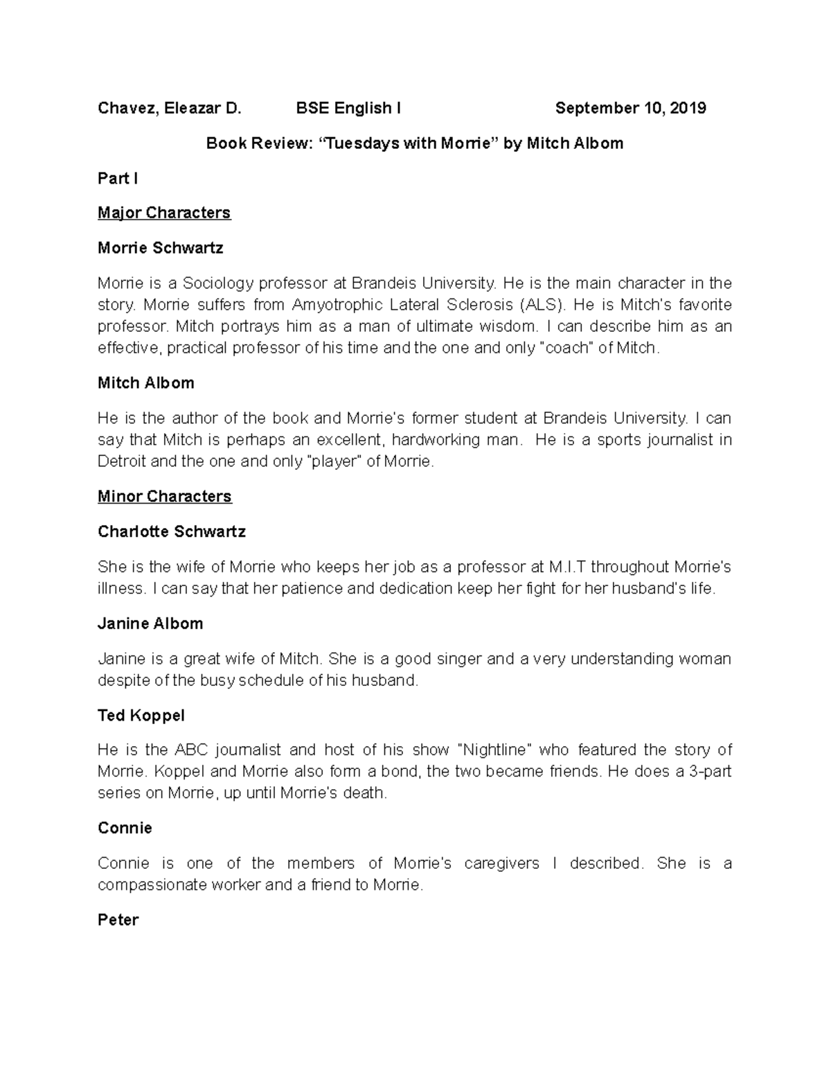 BSE English BOOK Review - Chavez, Eleazar D. BSE English I September 10 ...