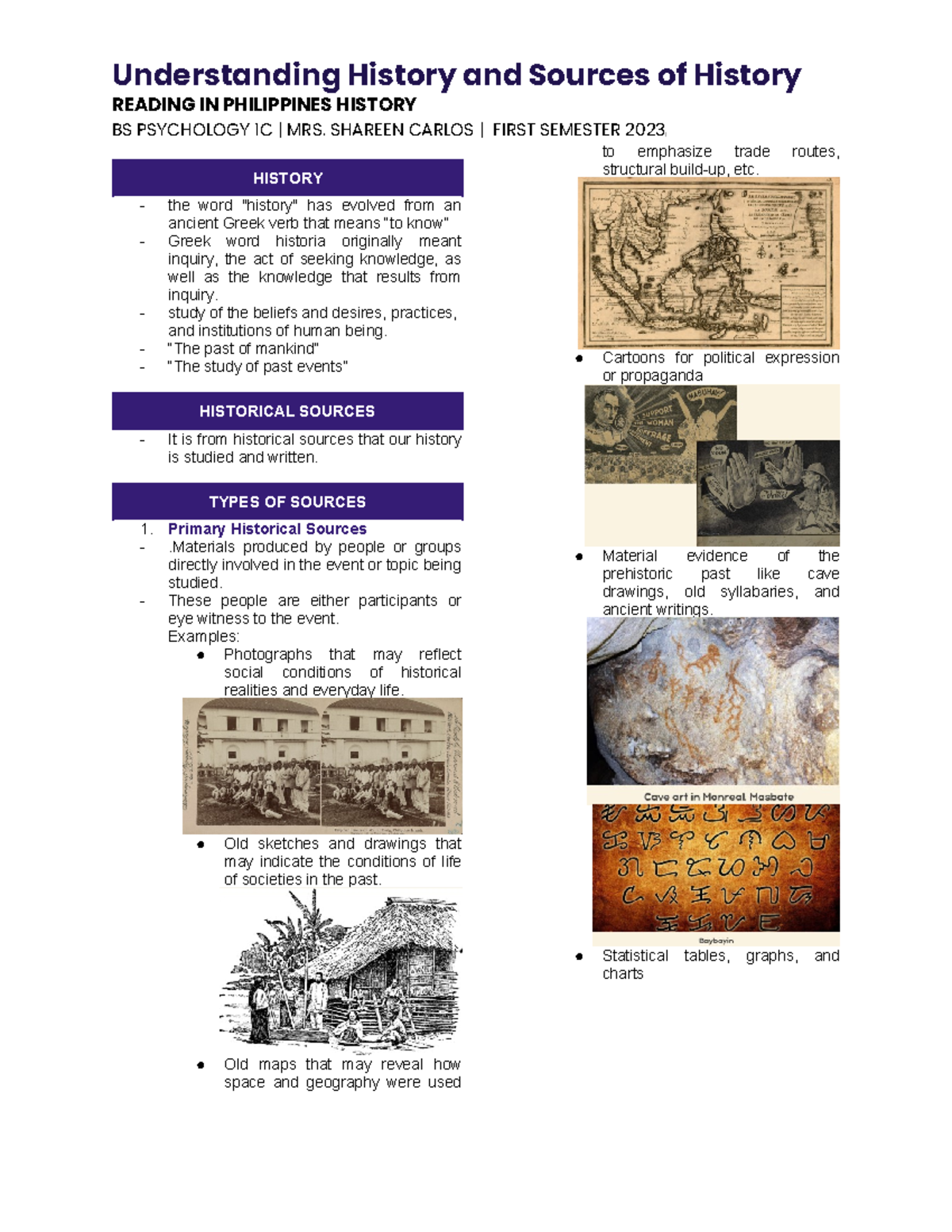 RPH Reviewer - Understanding History and Sources of History READING IN ...