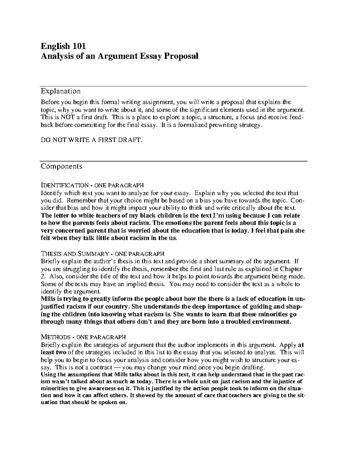 English 101 Analysis of An Argument Essay Proposal Spring 2023 ...