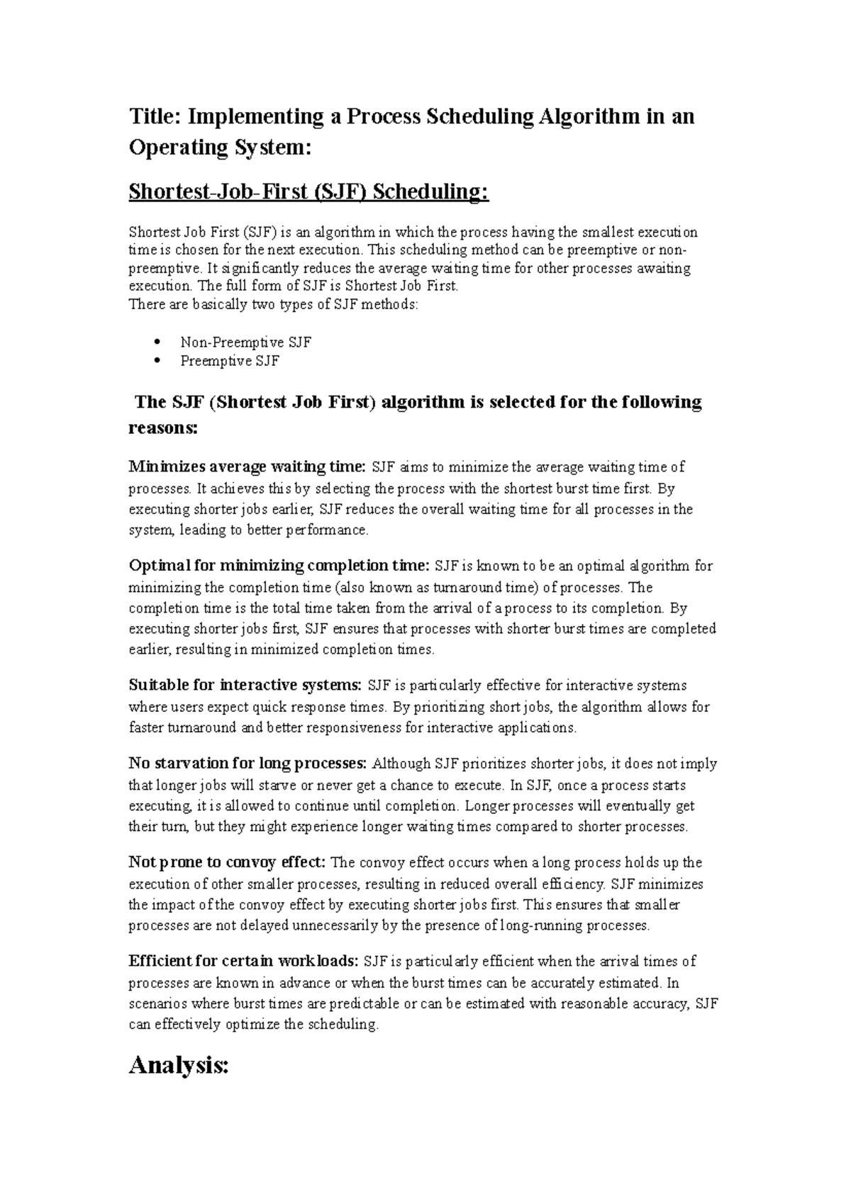 SJG operating system - open ended lab - Title: Implementing a Process Scheduling Algorithm in an ...