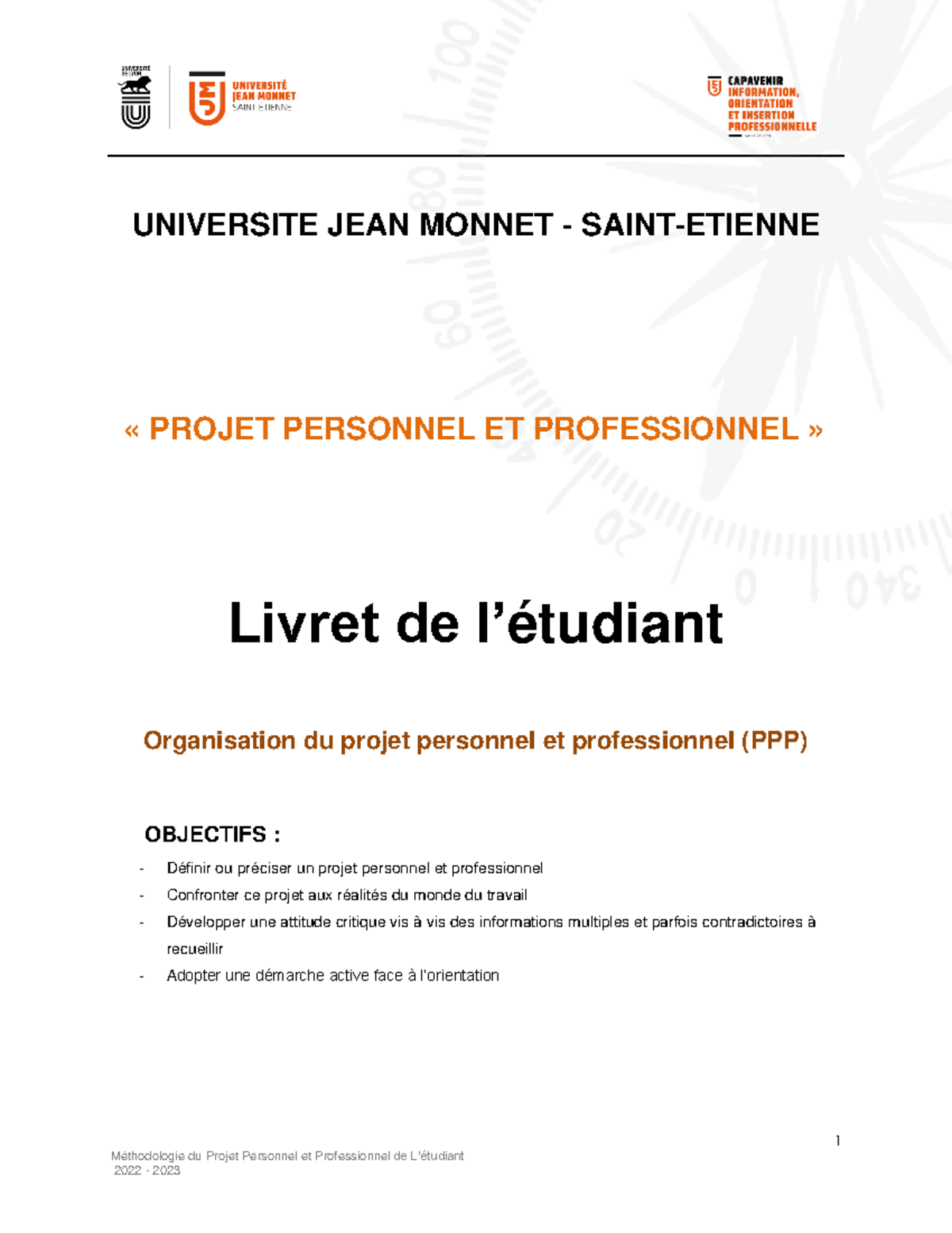 Livret etudiant - Aide pour "Projet Professionnel et Personnel" - 1 ...