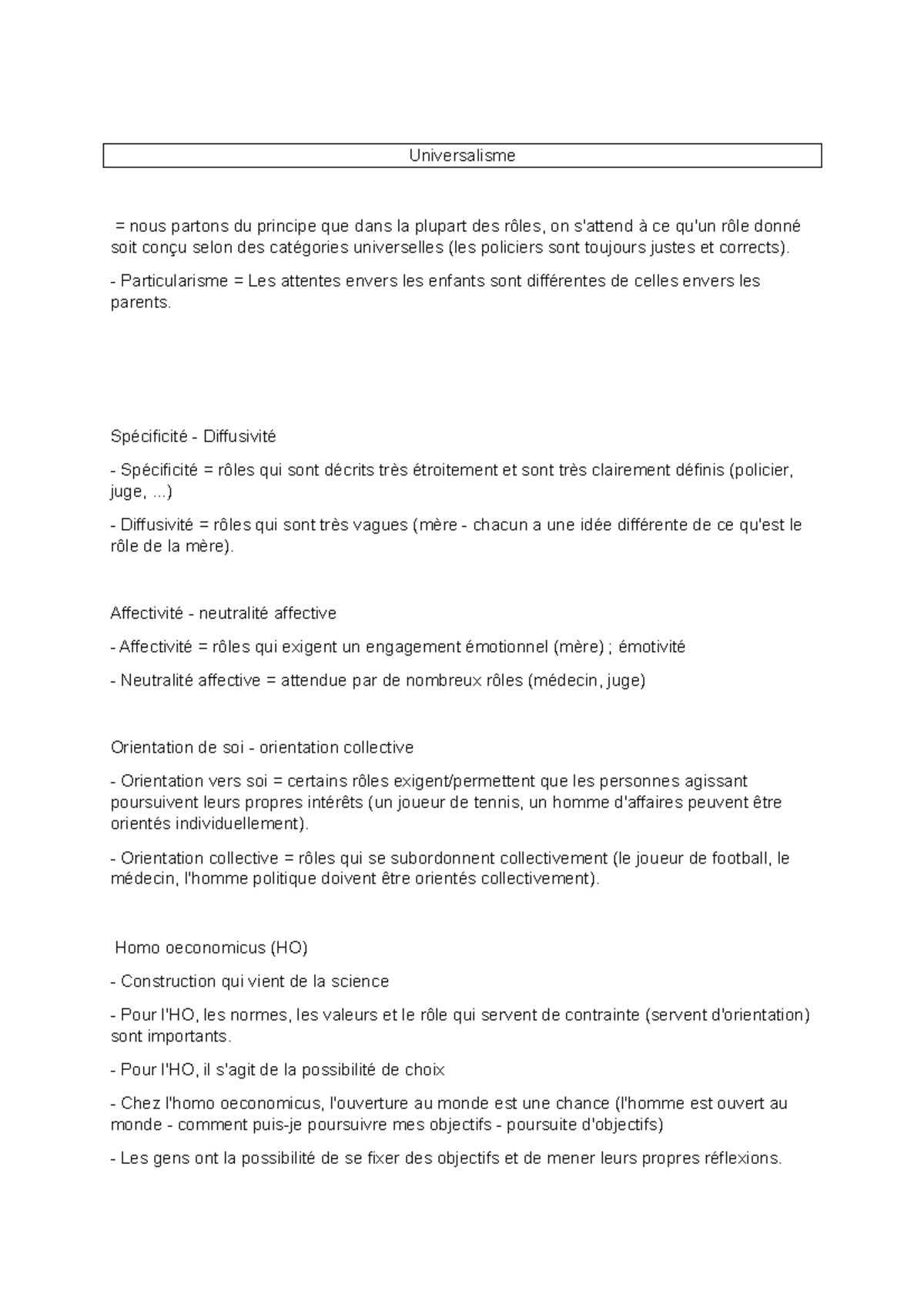 Universalisme - Notes de cours 30 - Universalisme = nous partons du ...