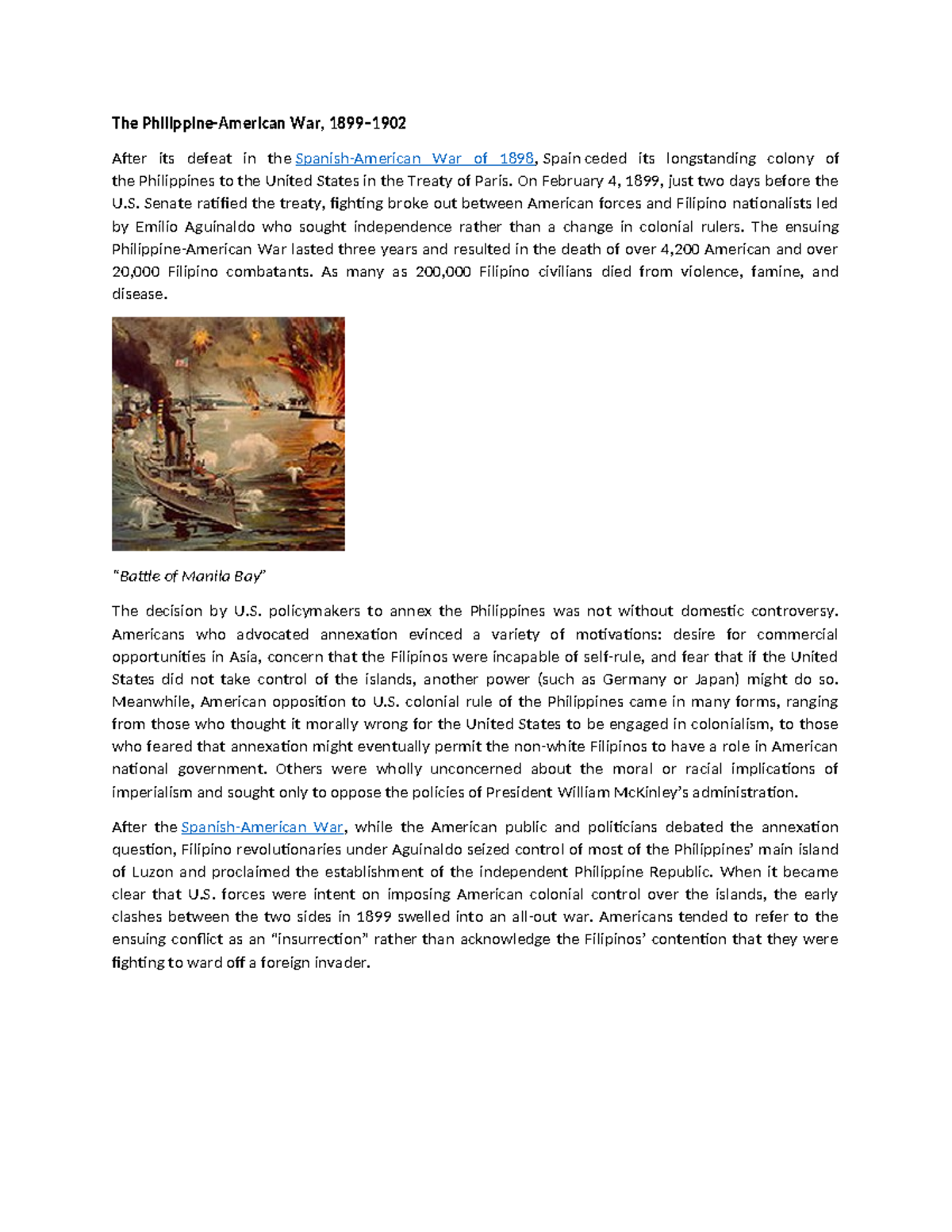 The Philippine-American War, 1899-1902 - The Philippine-American War ...