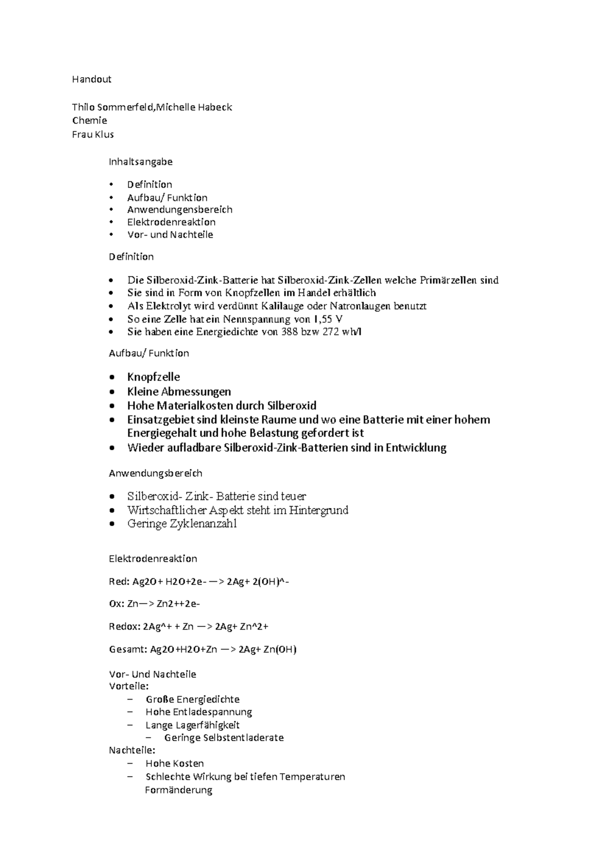 Handout Chemie - Handout Thilo Sommerfeld,Michelle Habeck Chemie Frau ...