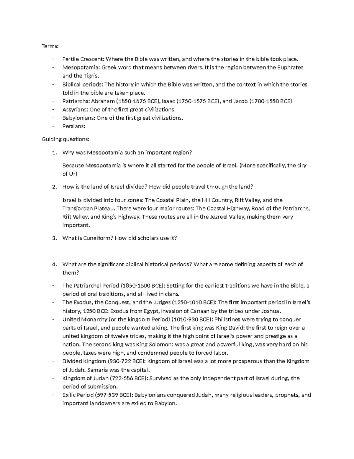 Lesson 3 and 4 notes - Terms: - Fertile Crescent: Where the Bible was ...