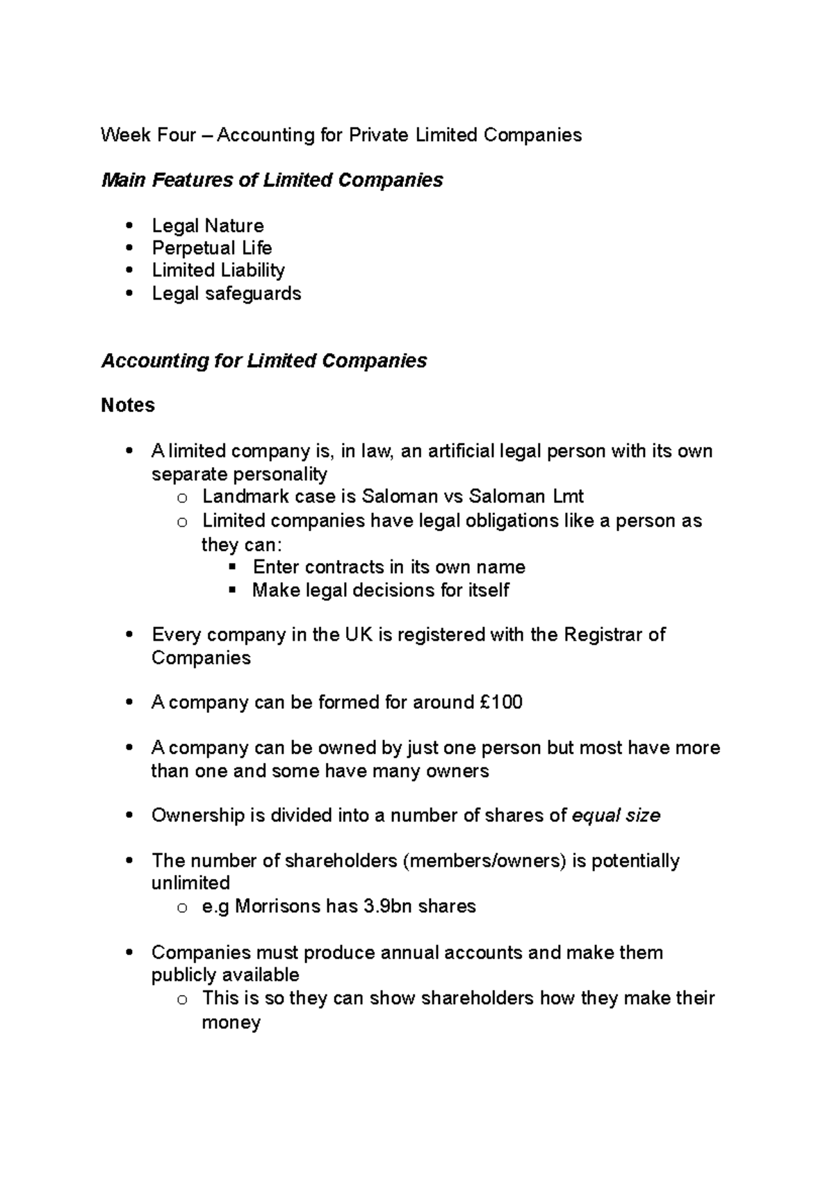 Accounting for Limited Companies - Week Four – Accounting for Private ...