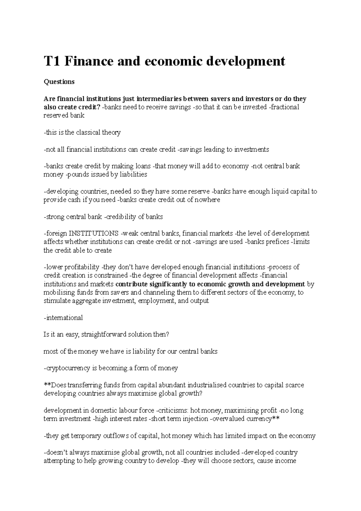 T1 Finance and economic development - 155901499 - SOAS University of ...