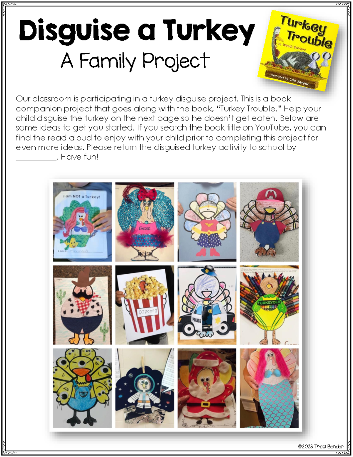 Disguisea Turkey Family Engagement Projectand Activityfor Thanksgiving ...