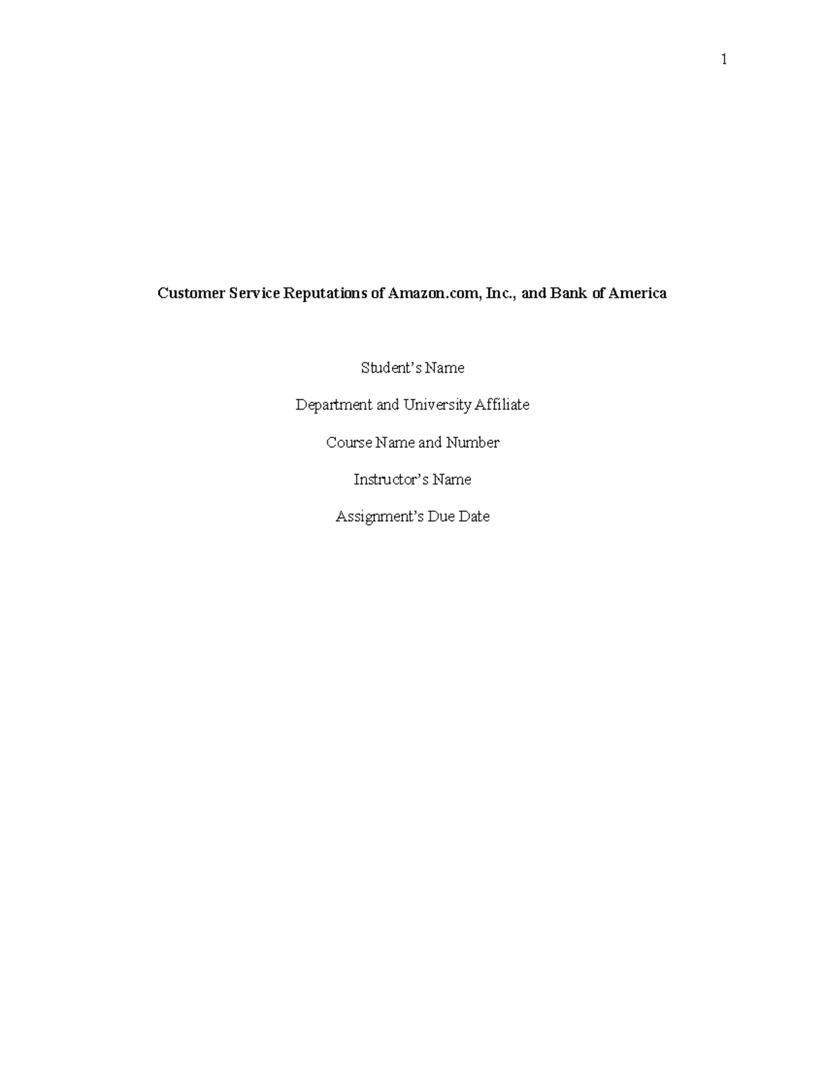 Customer Service Reputations of Amazon and Bank of America - Customer ...