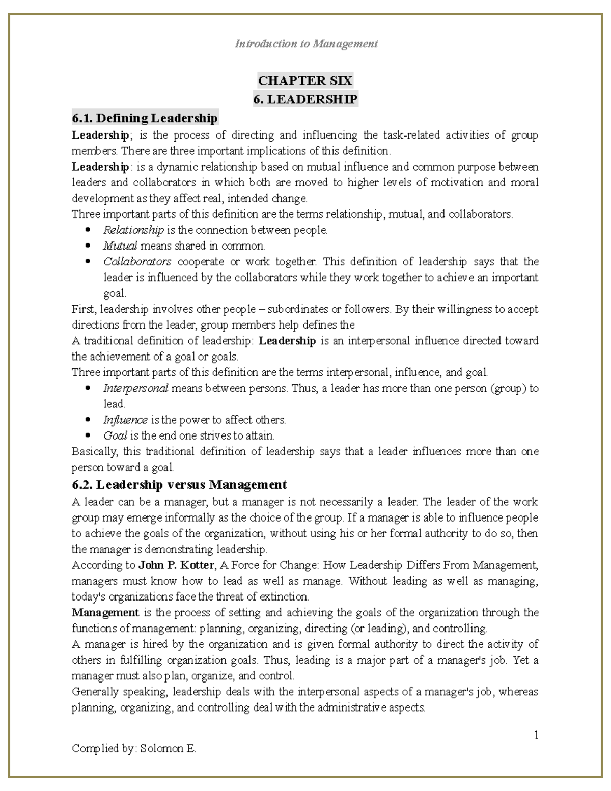 CH-6 - controlling and steps of controlling. - CHAPTER SIX 6 ...