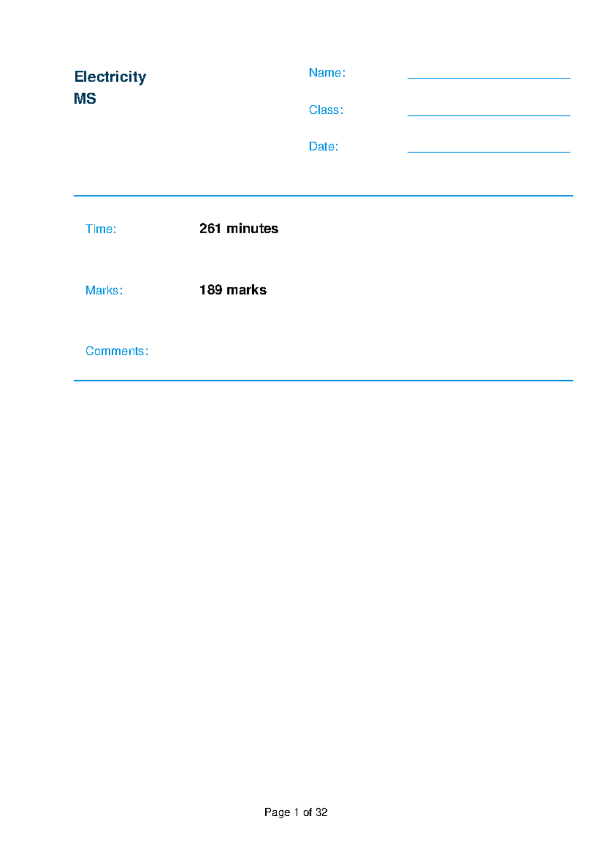 Exampro Questions Electricity - MS - Electricity MS Name ...