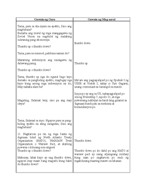 Lesson PLAN Ang Cold War at Neokolonyalismo(G8-M5) PART 5 - Gawain ng ...