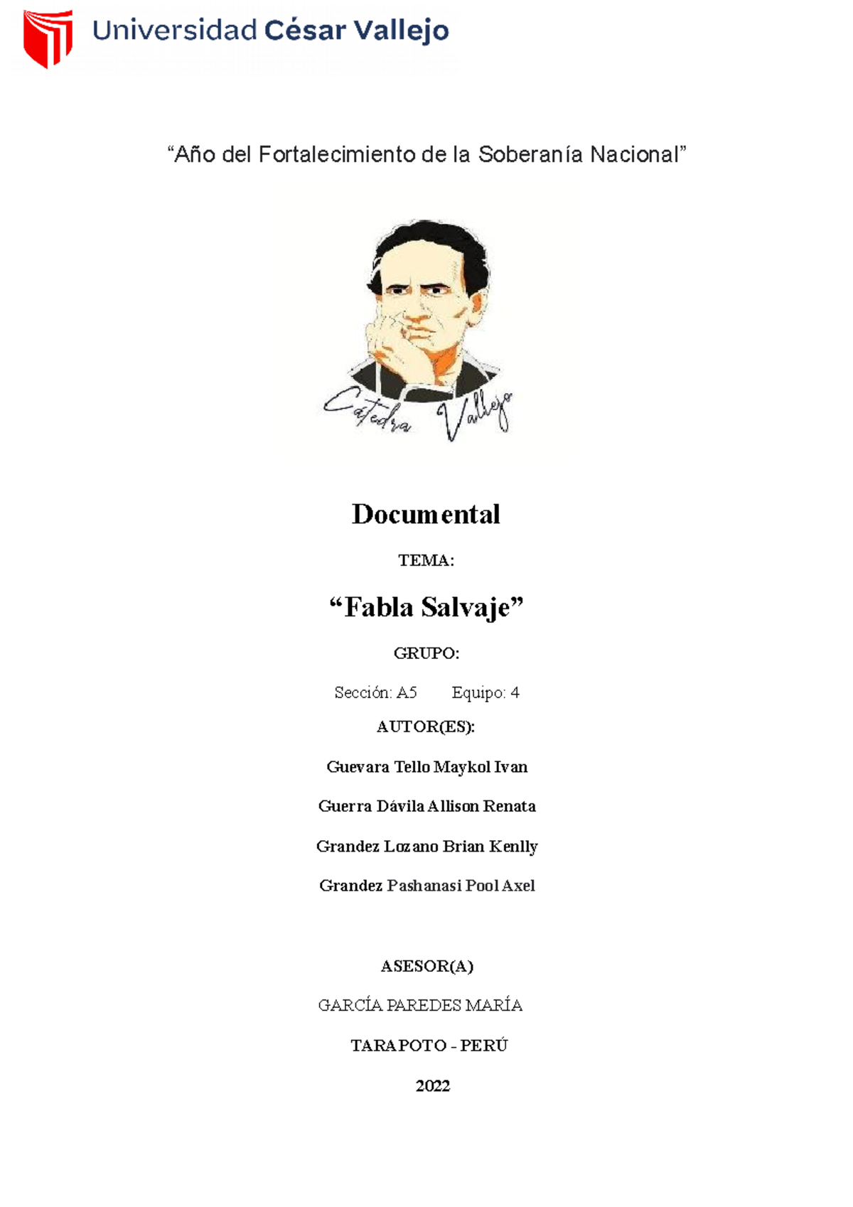 Flaba Salvaje - para mejorar - “Año del Fortalecimiento de la Soberanía ...