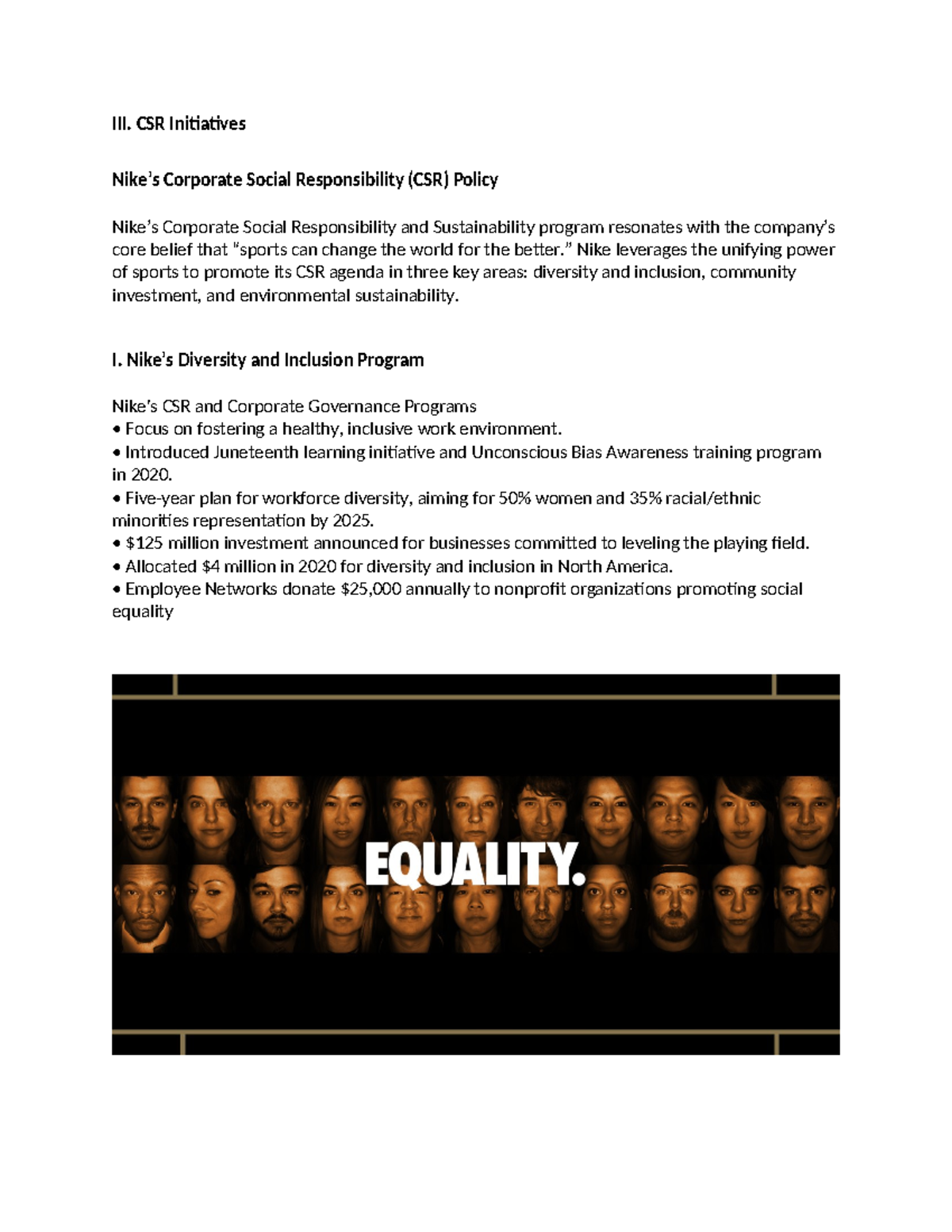 CSR-Initiatives-ppt - III. CSR Initiatives Nike’s Corporate Social ...