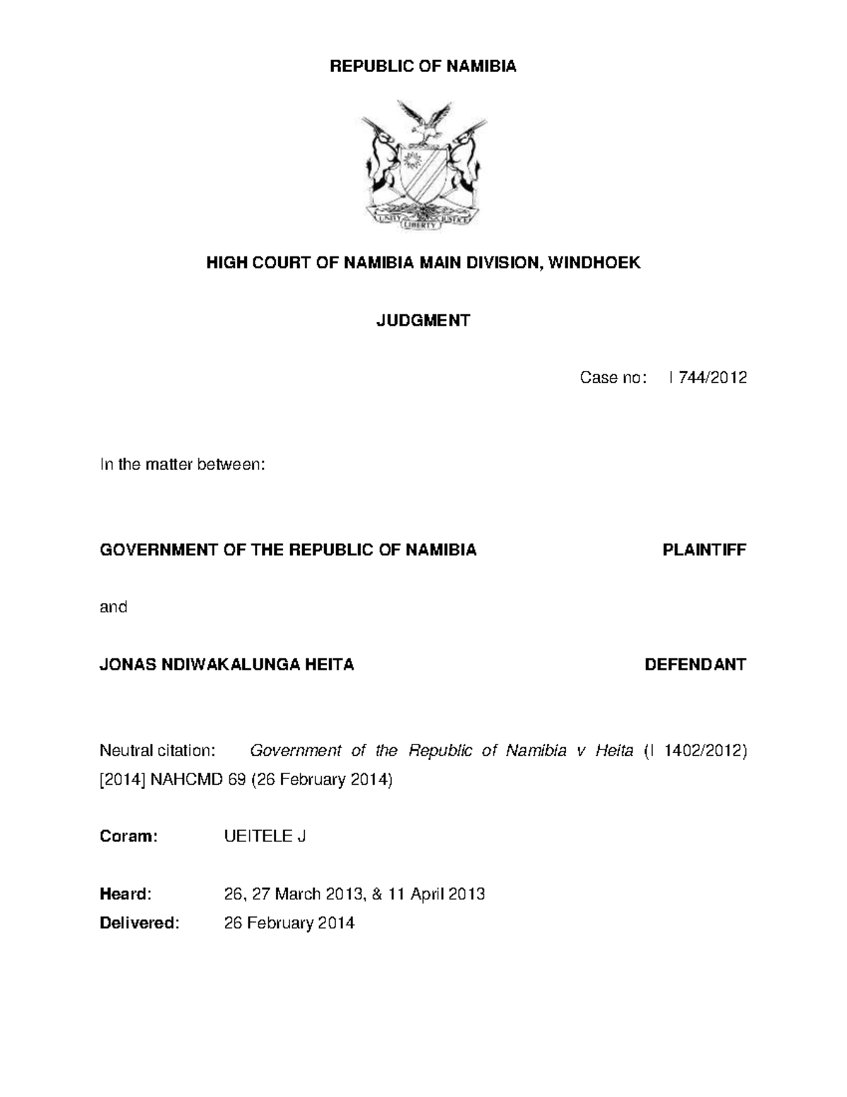 2014-nahcmd-69 - Cases - REPUBLIC OF NAMIBIA HIGH COURT OF NAMIBIA MAIN ...