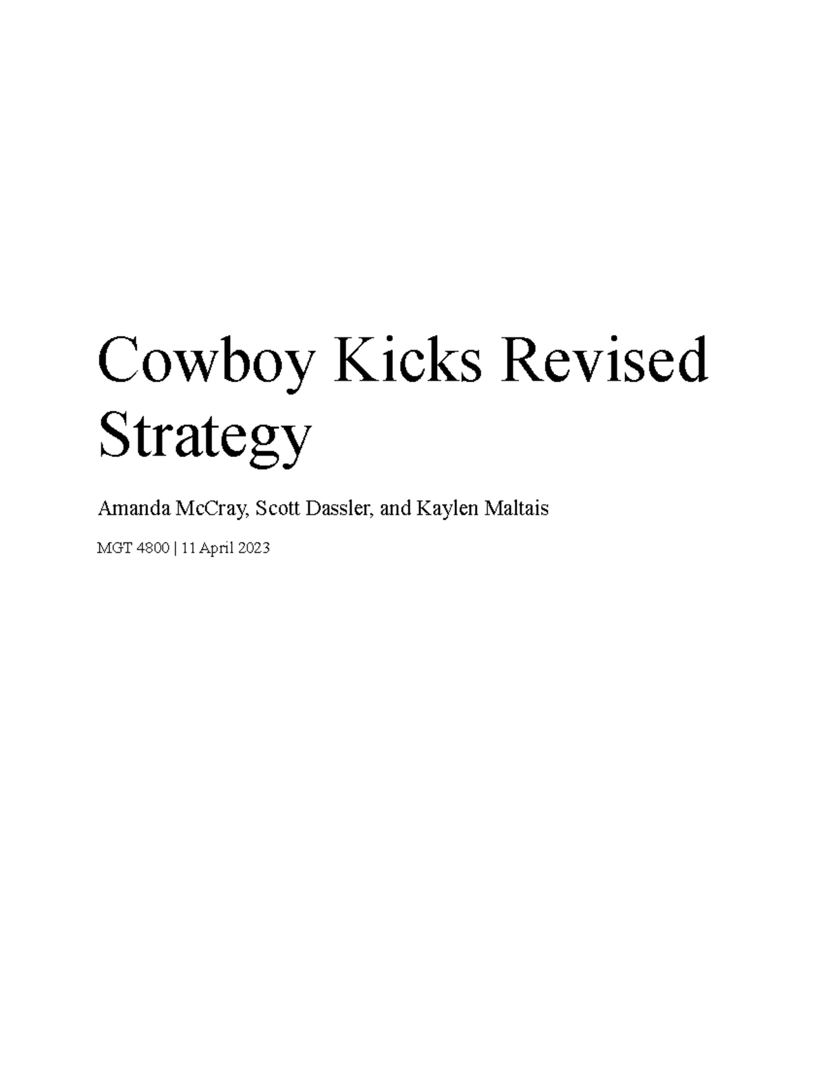 Cowboy Kicks Revised Strategy - Cowboy Kicks Revised Strategy Amanda ...