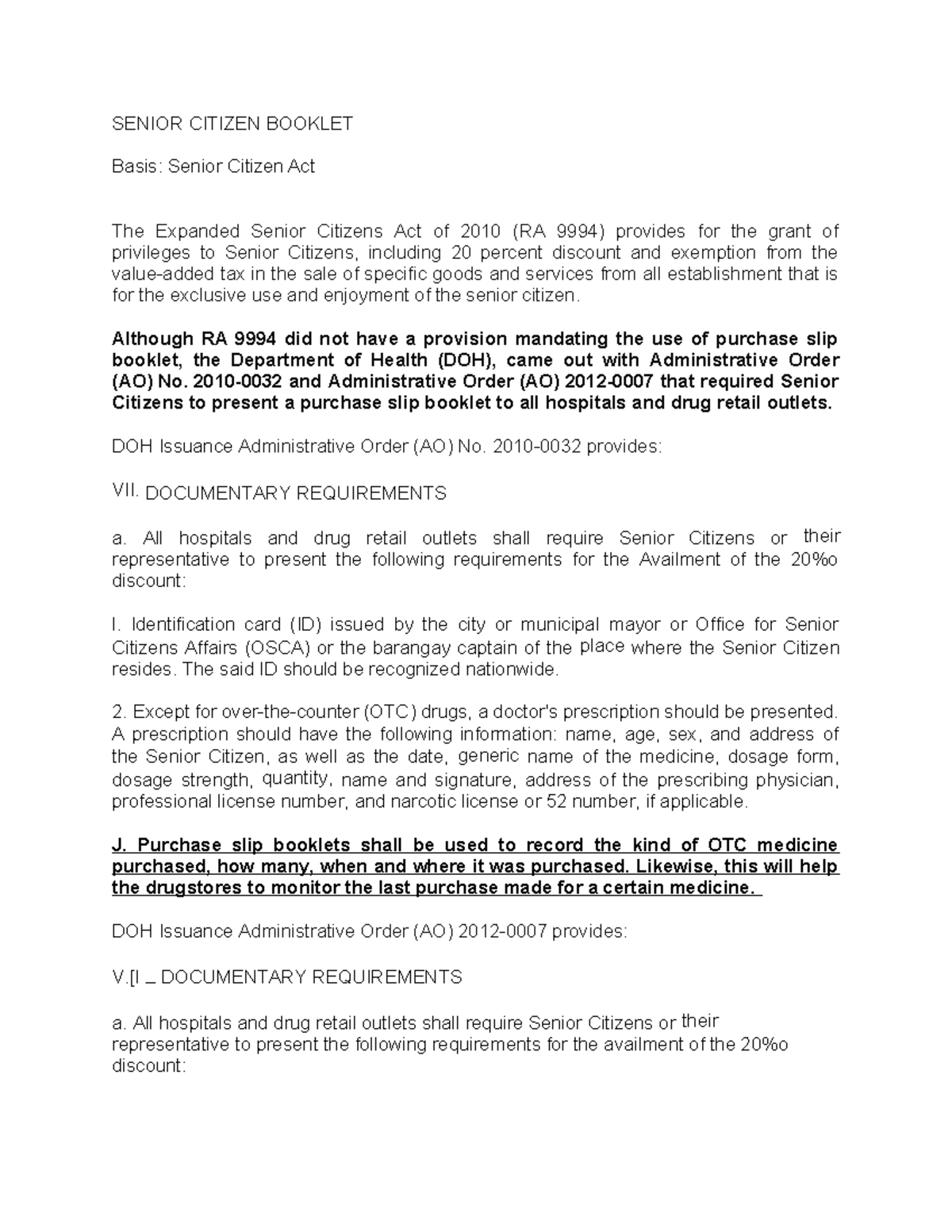 Senior Citizen Booklet - SENIOR CITIZEN BOOKLET Basis: Senior Citizen ...