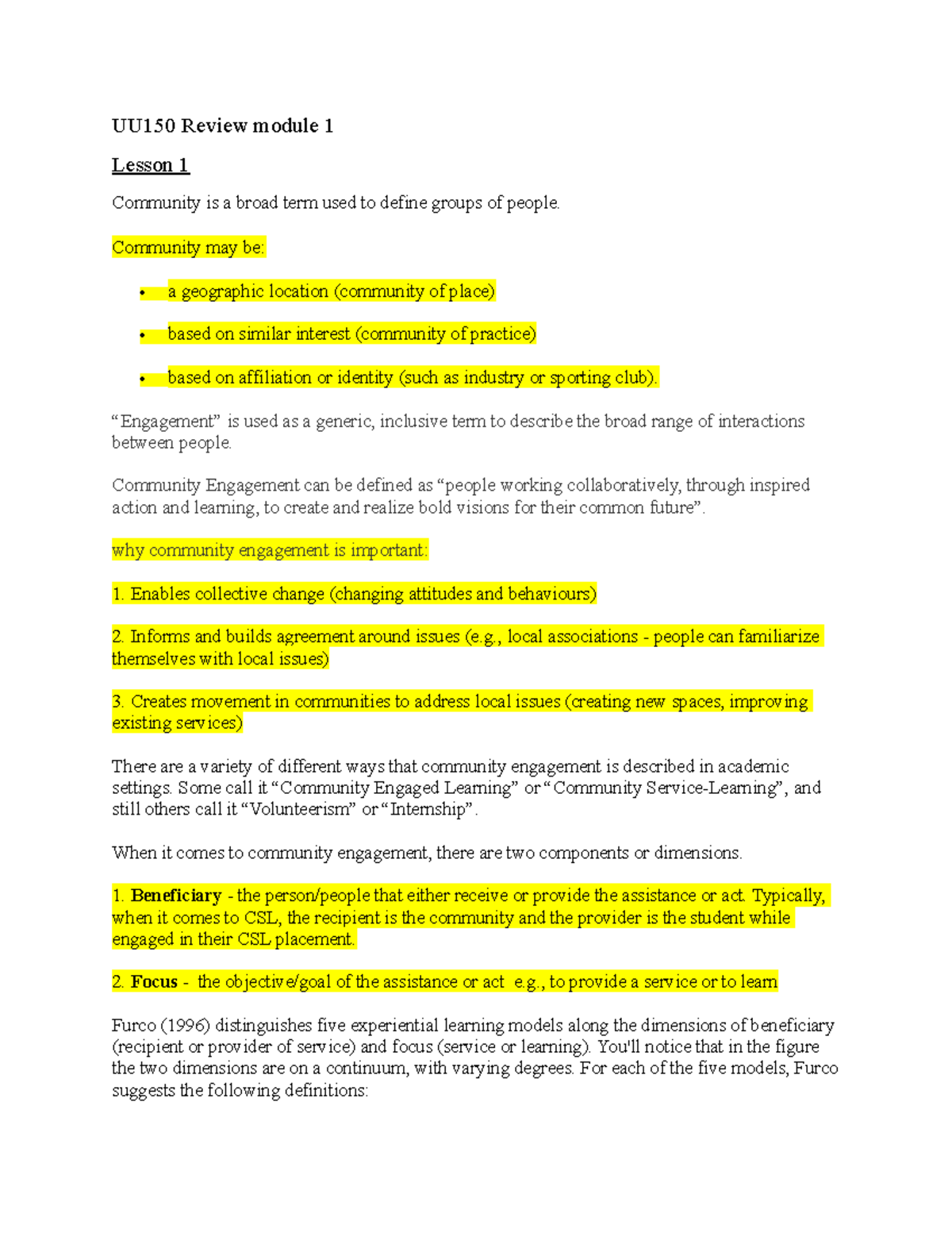 UU150 Review module 1 - Lecture notes 1-12 - UU150 Review module 1 ...