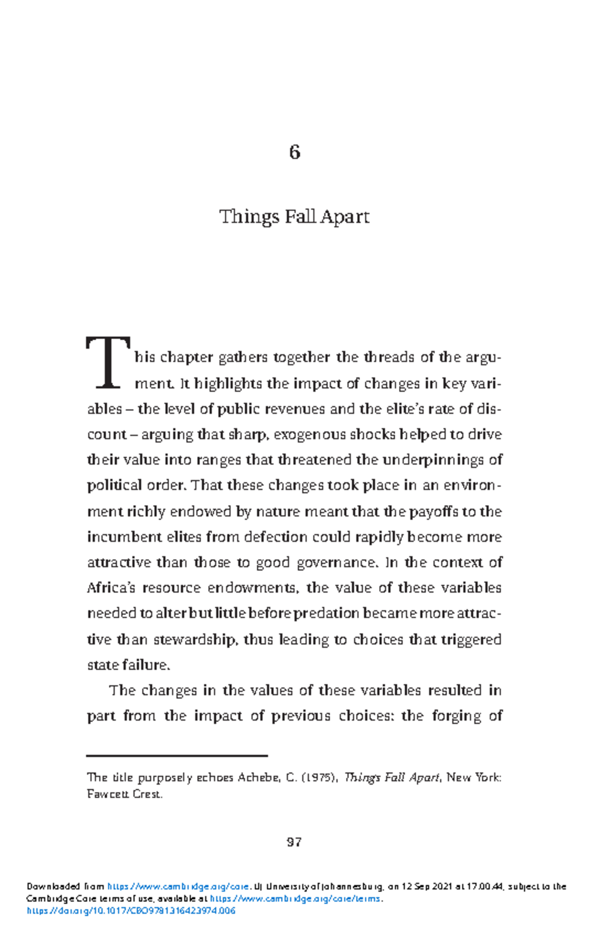 Bates When things fell apart Chapter 6 - 6 Things Fall Apart T his ...