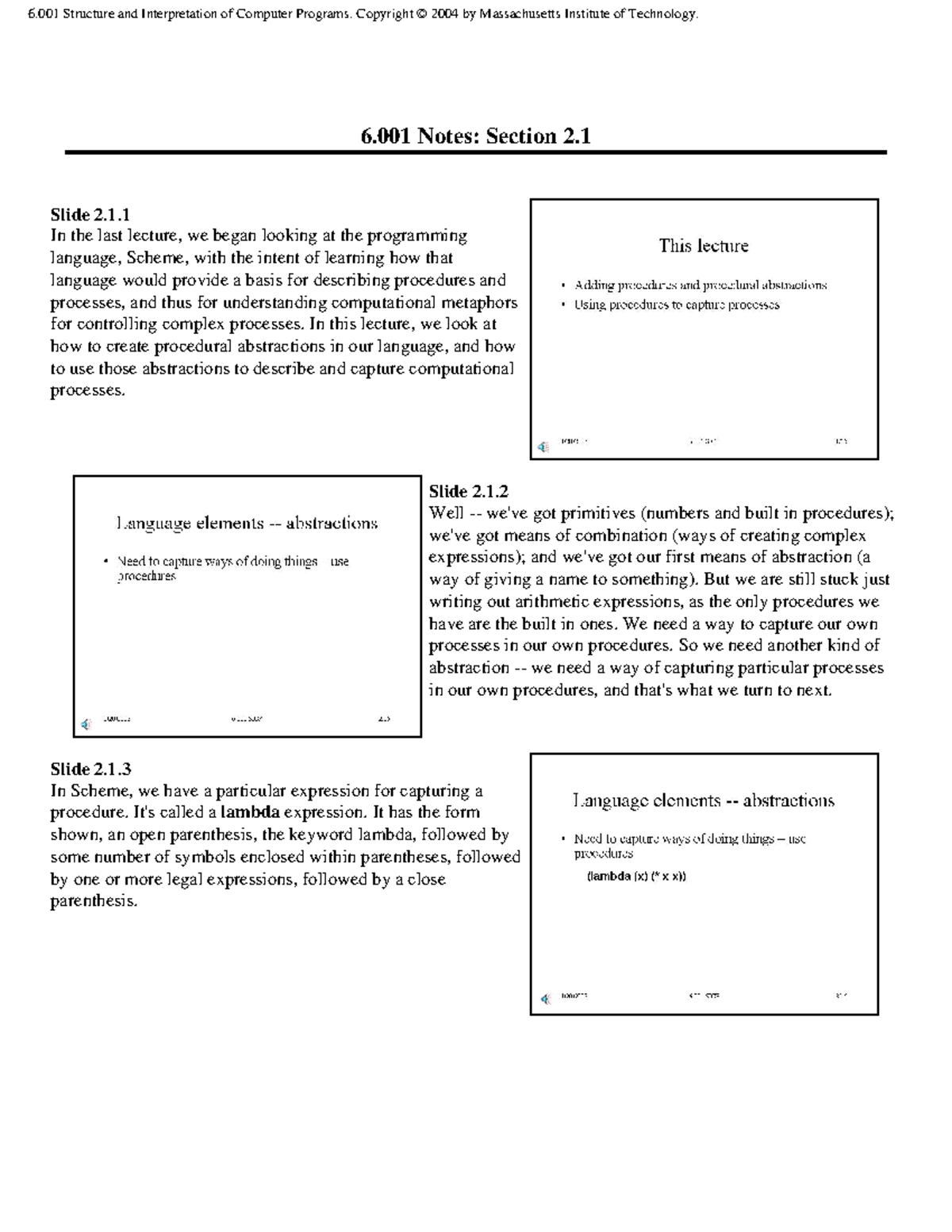 Lecture 2 - Scheme Basics - 6 Notes: Section 2 **Slide 2.1 ** - Studocu