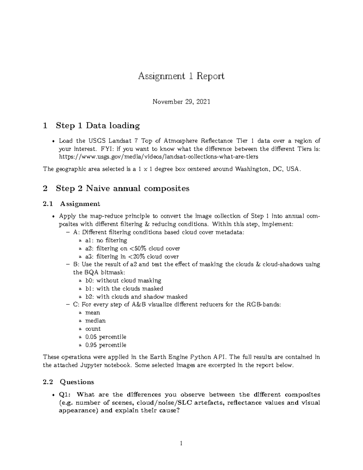 Assignment 1 completed report - Assignment 1 Report November 29, 2021 1 ...