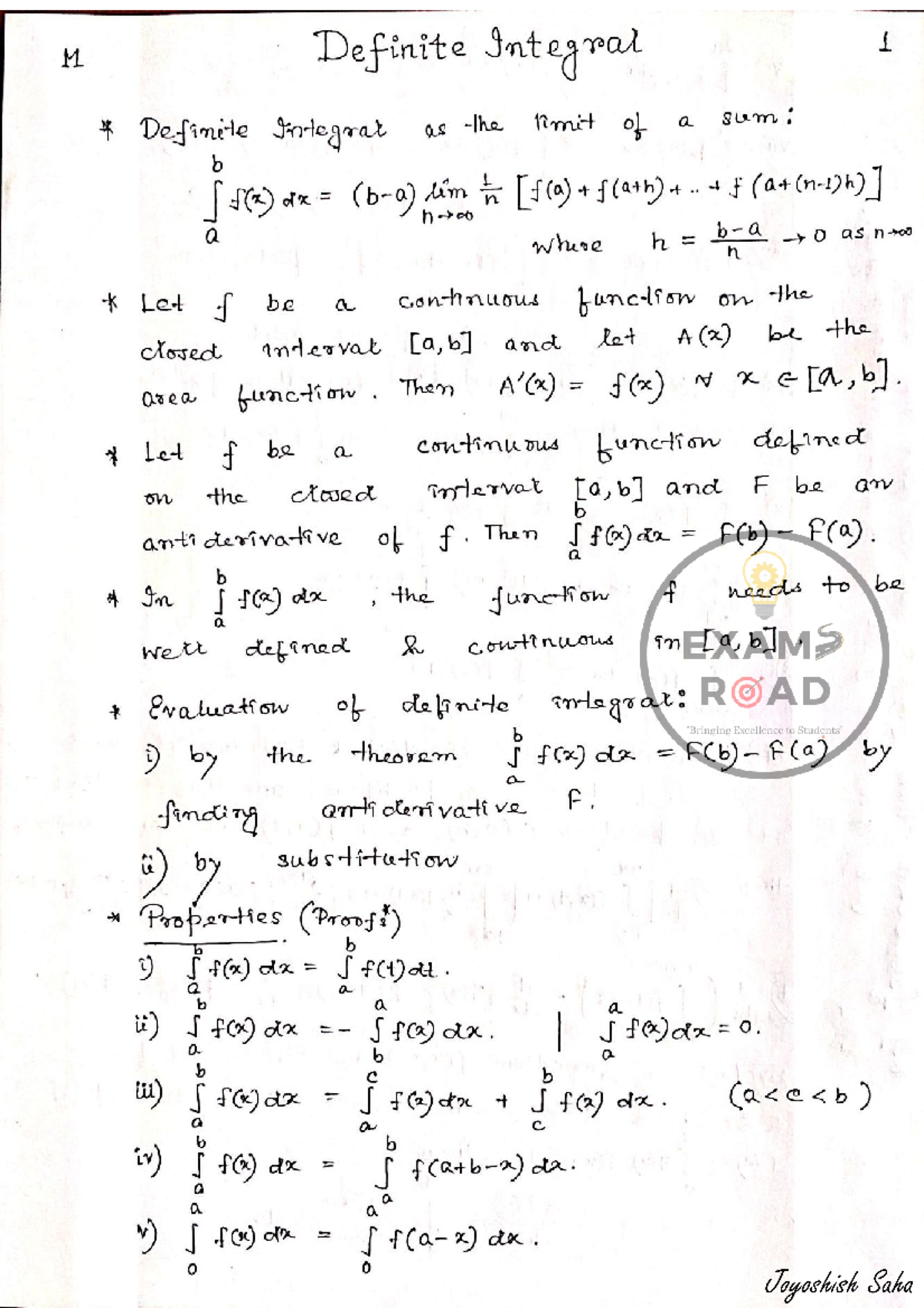 M Definite Integration - Mathematics-I - Studocu