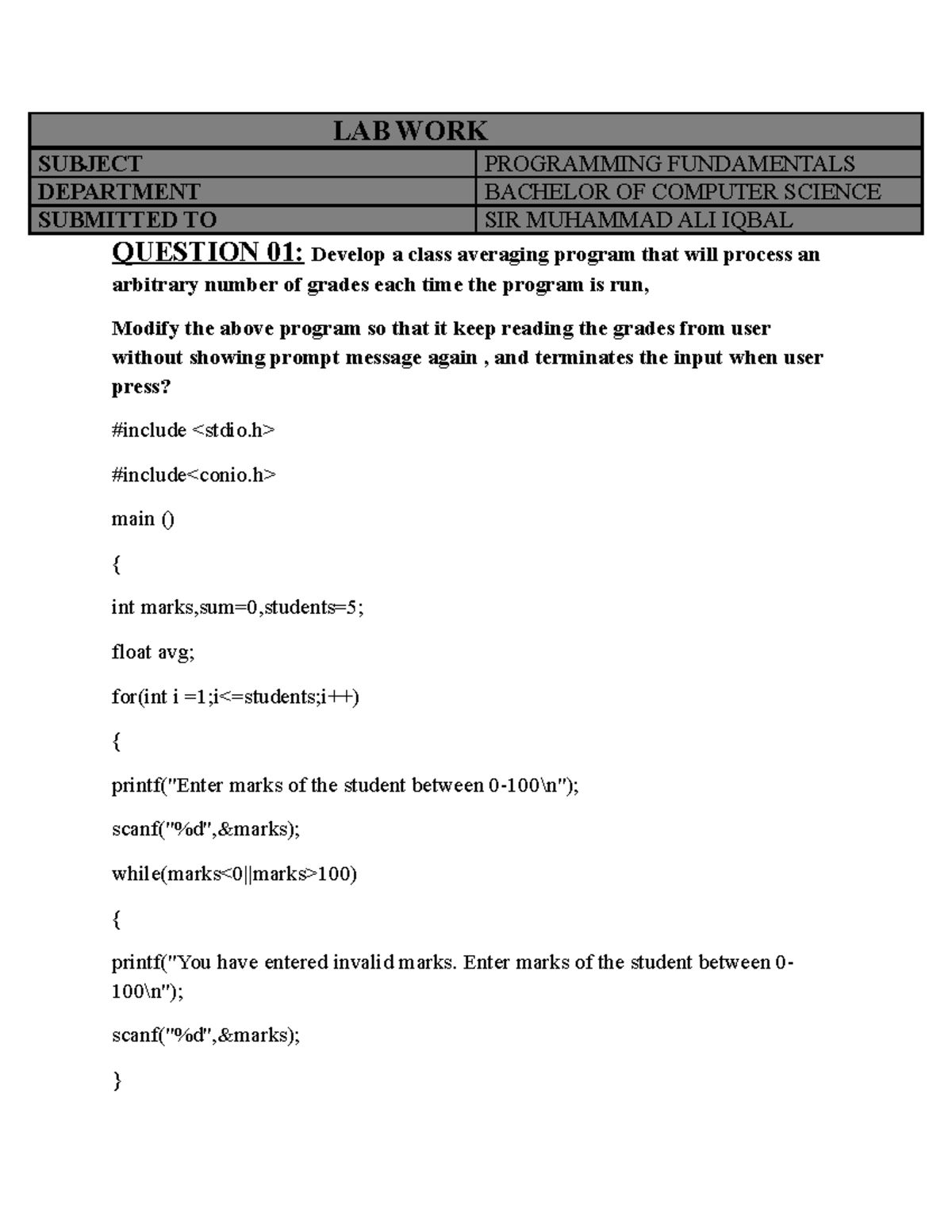 PF-02[01)Modify the above program so that it keep reading the grades ...