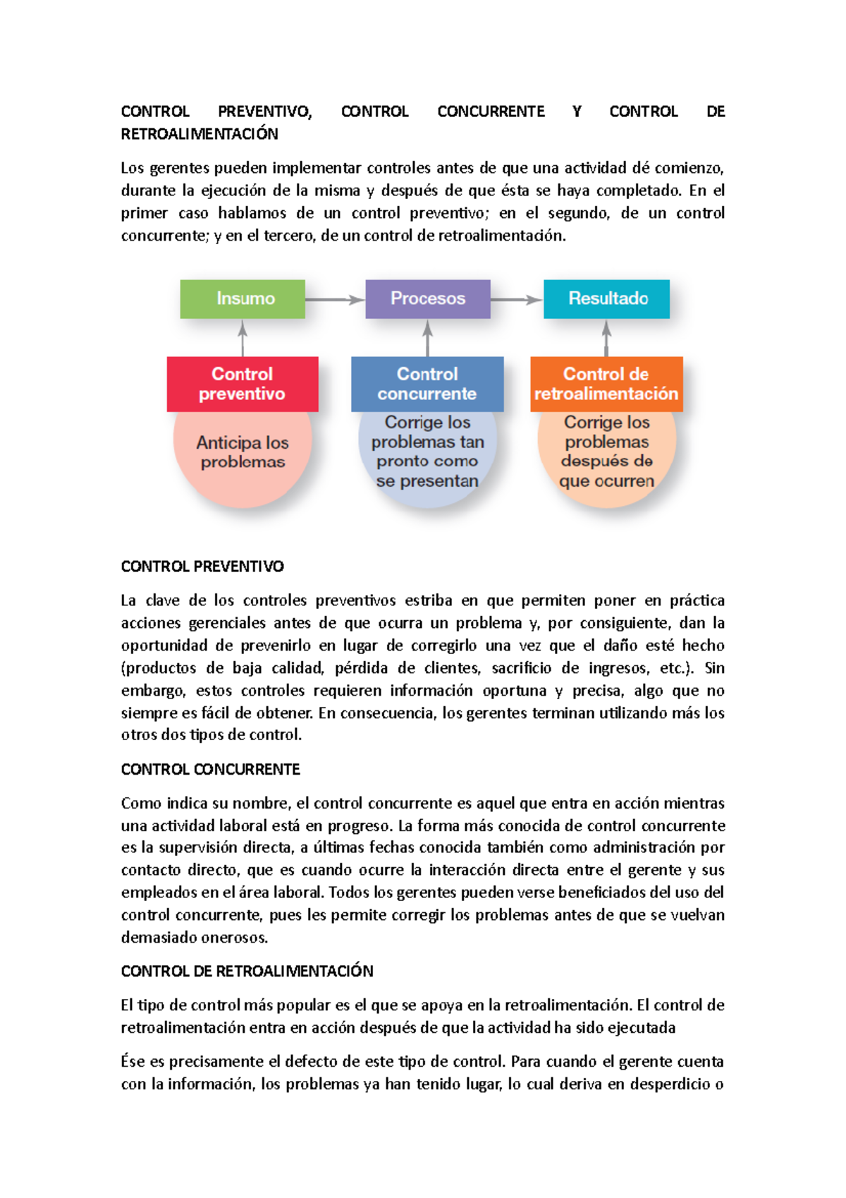 Desempeño Organizacional - CONTROL PREVENTIVO, CONTROL CONCURRENTE Y ...