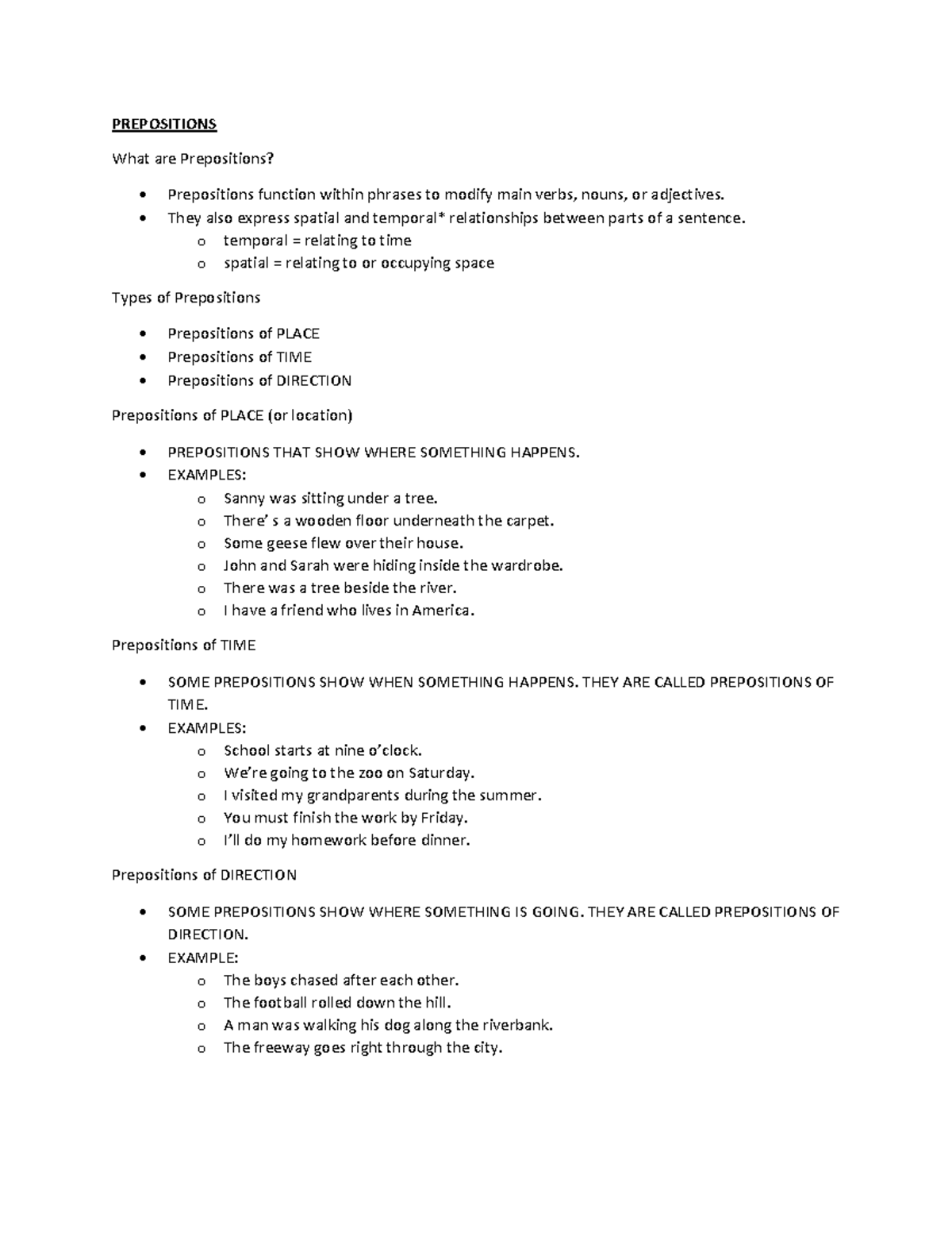 1. Prepositions and Sentence Fragments - PREPOSITIONS What are ...