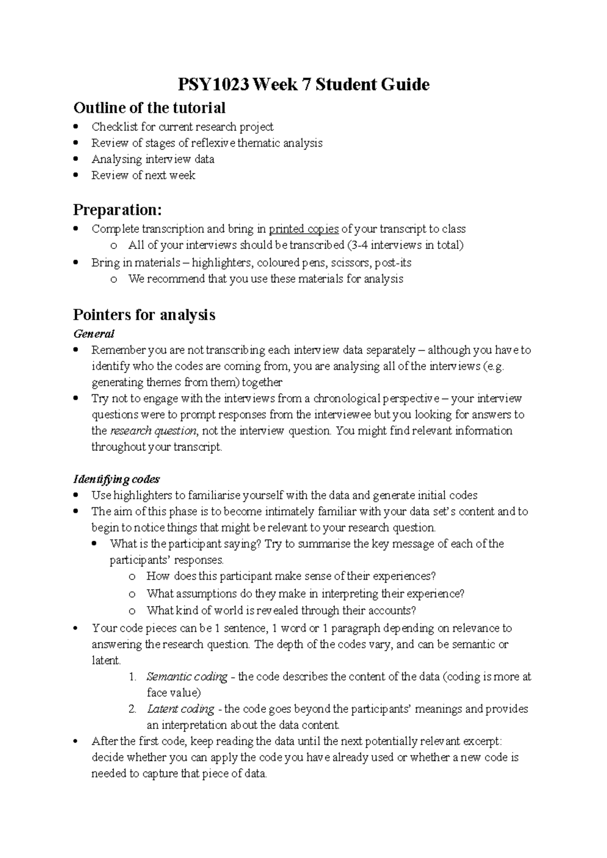 PSY1023 Week 7 Tutorial Student Guide - PSY1023 Week 7 Student Guide Outline of the tutorial ...