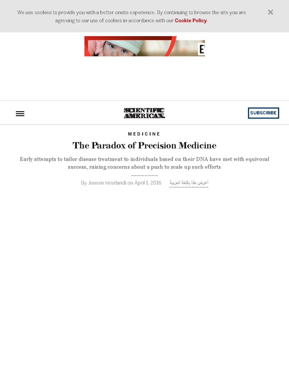 The Paradox of Precision Medicine - Scientific American - We use ...
