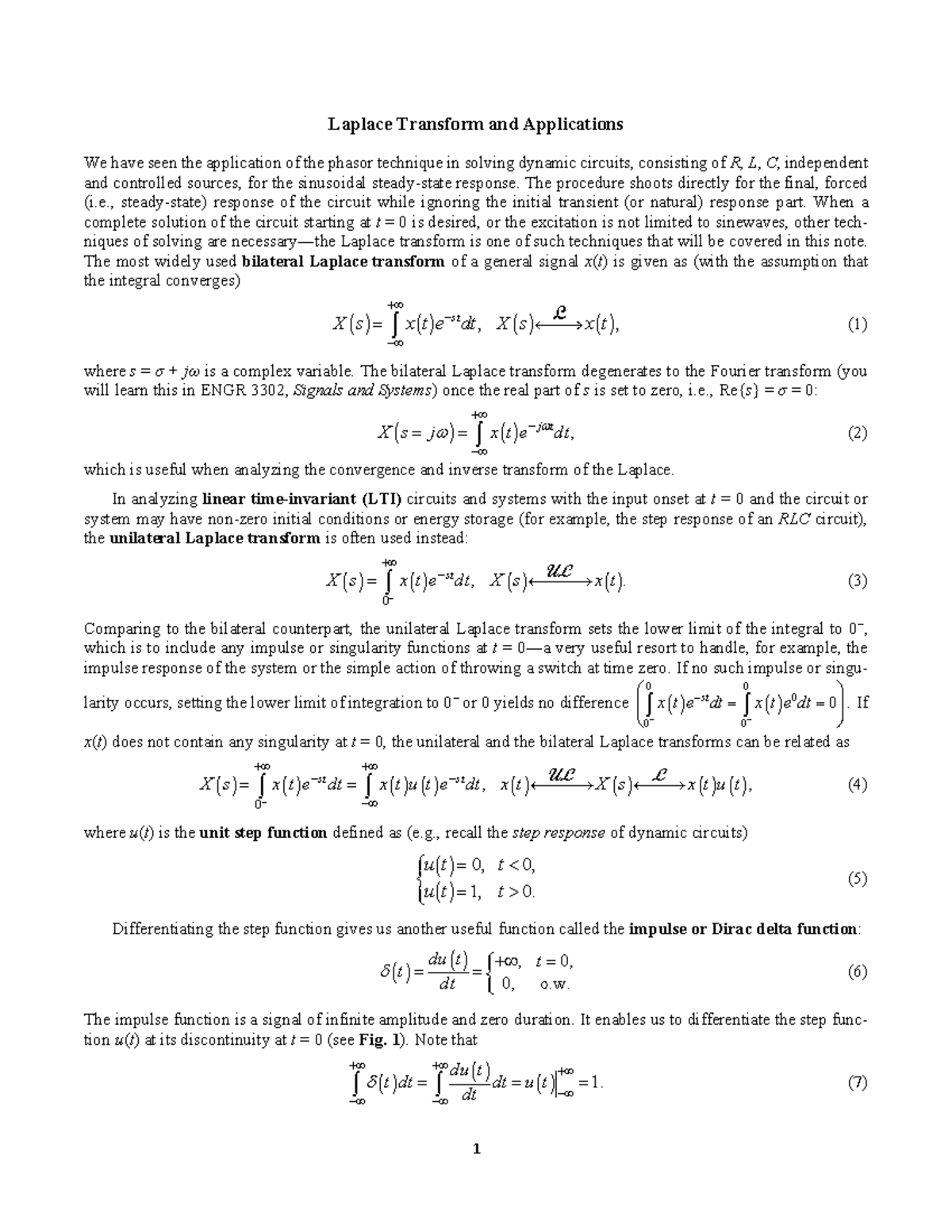 Lecture 1 Laplace-transform - Laplace Transform and Applications We have seen the application of ...