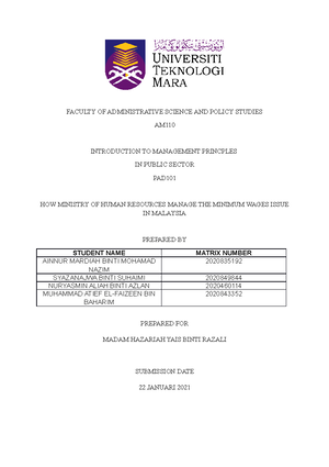 Tutorial Question PAD381 - NAME : MUHAMMAD IFFAT NAJWAN B MOHD RAZAK CLASS : N4AM1104i MATRIC NO ...