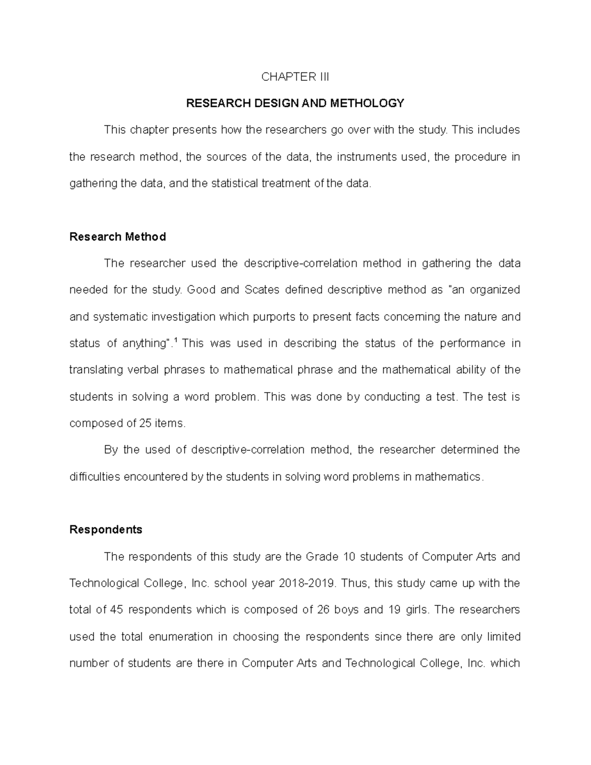 Chapter III - CHAPTER III RESEARCH DESIGN AND METHOLOGY This chapter ...