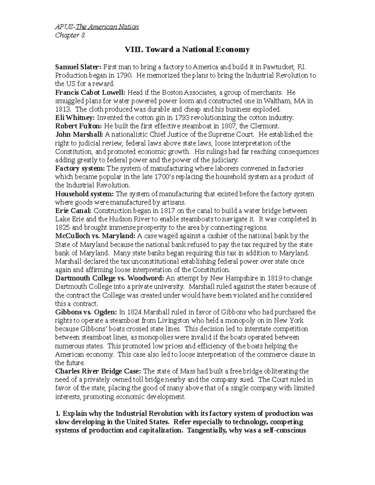 8-textbook notes - APUS-The American Nation Chapter 8 VIII. Toward a ...