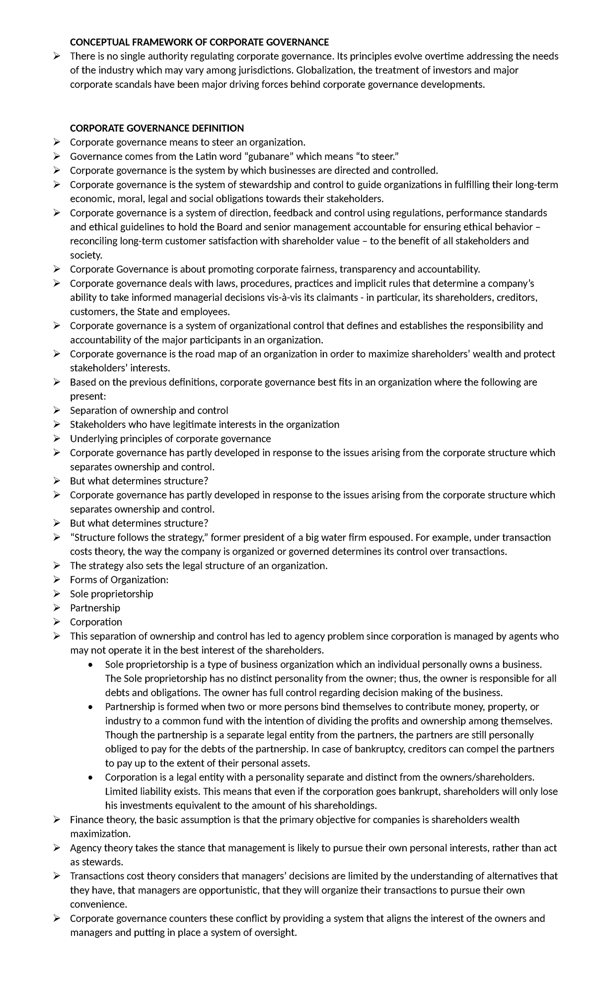Conceptual Framework OF Corporate Governance - CONCEPTUAL FRAMEWORK OF ...