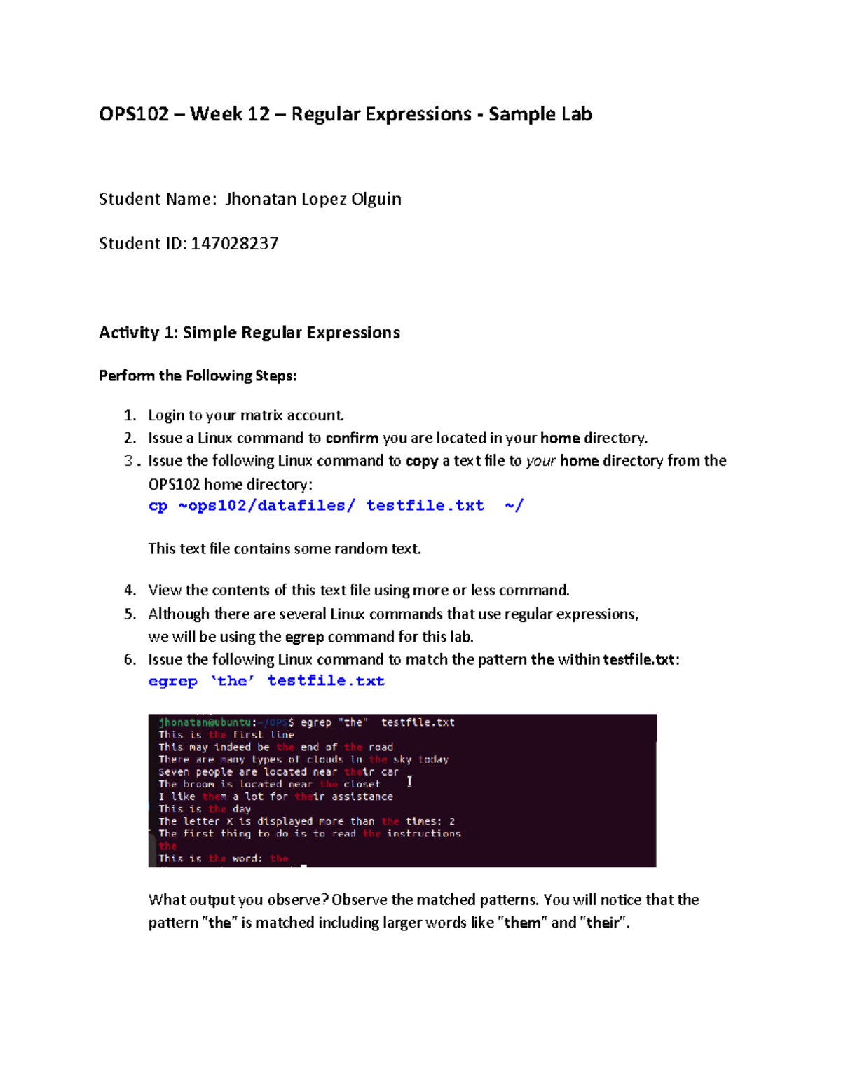 OPS102+ +Week12+ + +Regular Expressions - OPS102 – Week 12 – Regular Expressions - Sample Lab ...