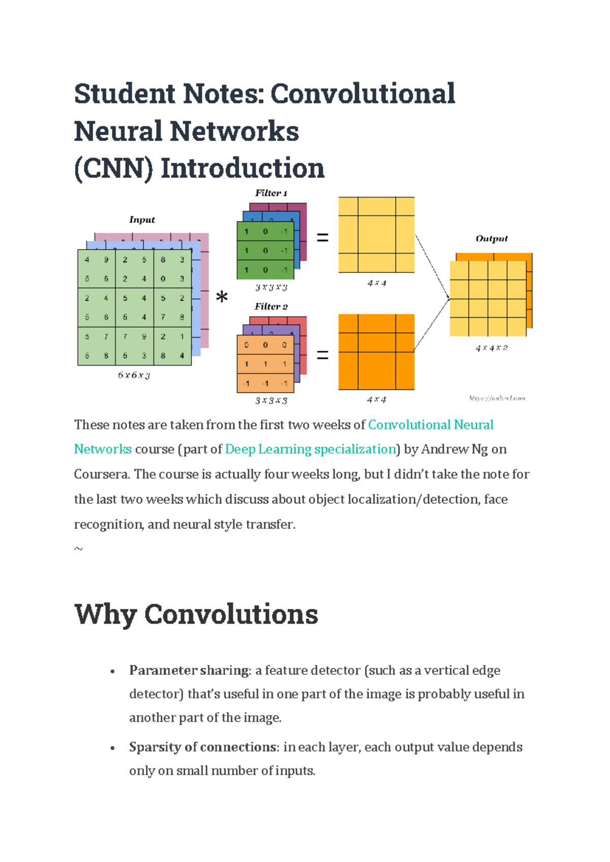 Convolution Neural Network - Student Notes: Convolutional Neural ...