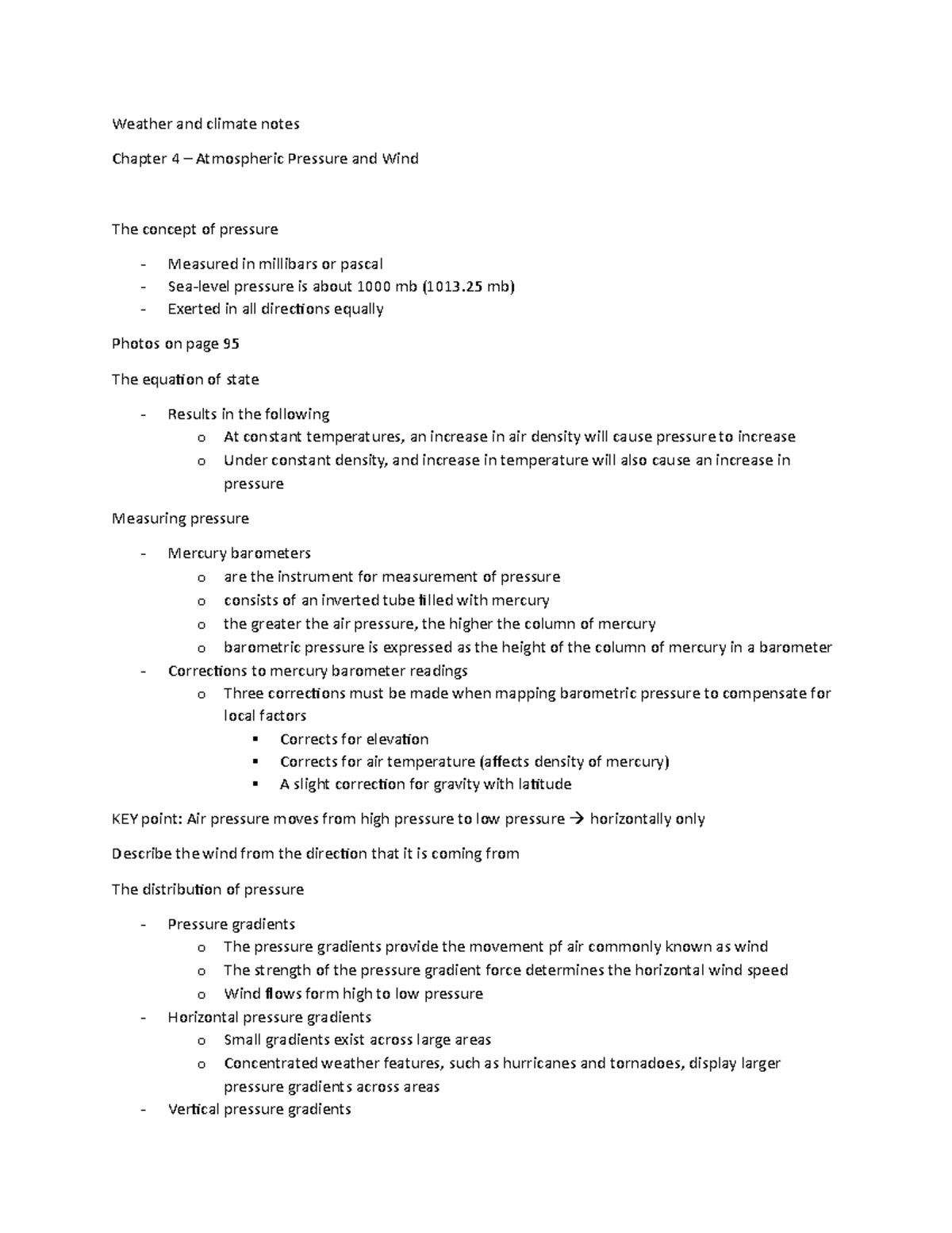 Chapter 4 weather notes - Weather and climate notes Chapter 4 ...