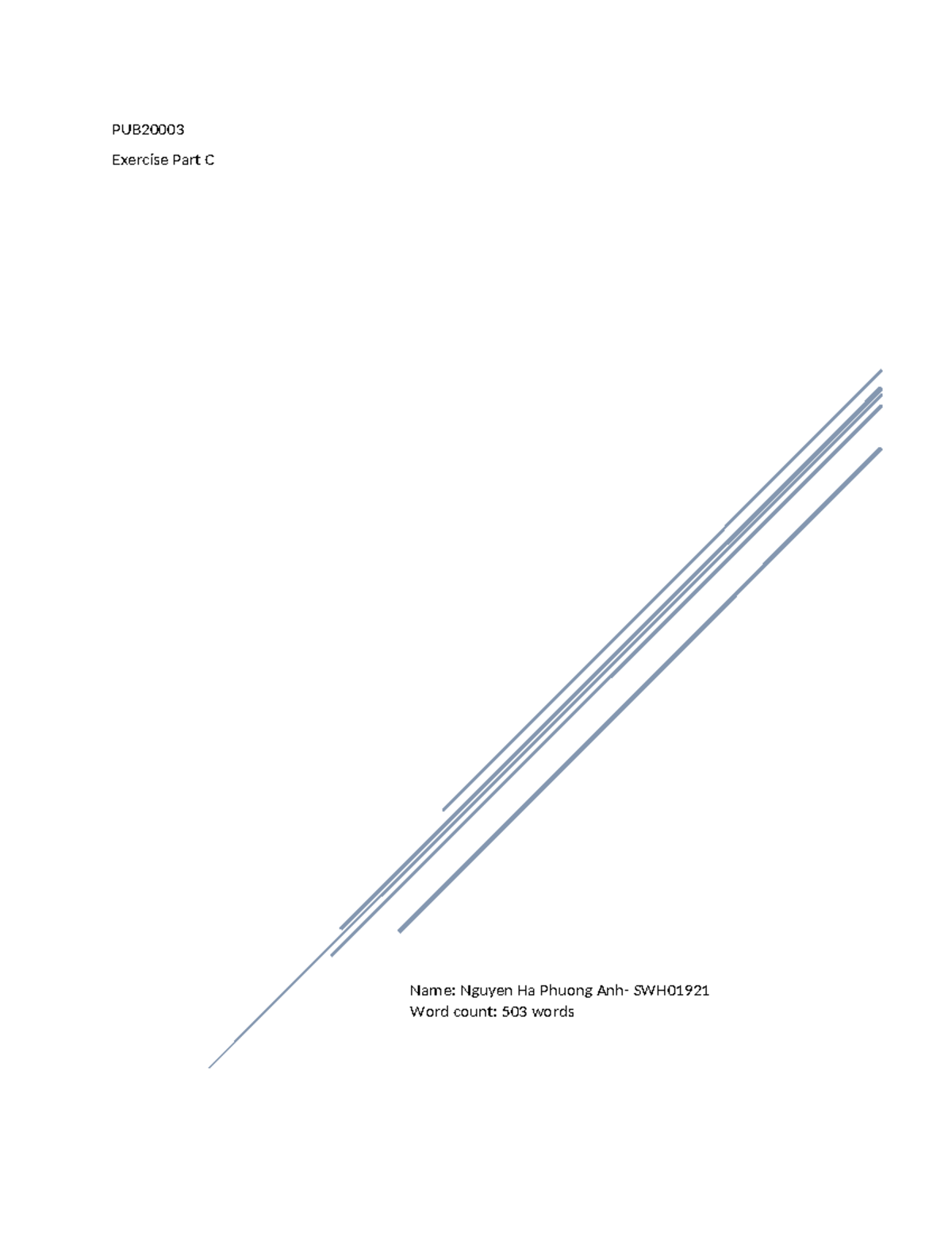 Exercise Part C - Name: Nguyen Ha Phuong Anh- SWH Word count: 503 words ...