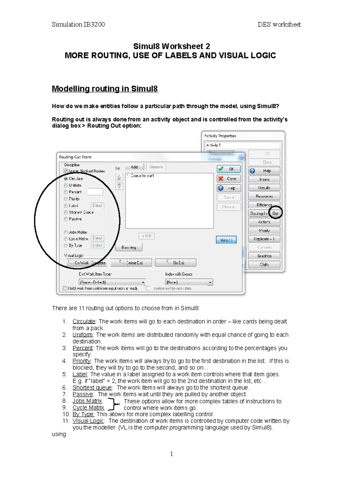 UG-Sim-lab-2 2023 - cwecwcew - Simul8 Worksheet 2 MORE ROUTING, USE OF ...