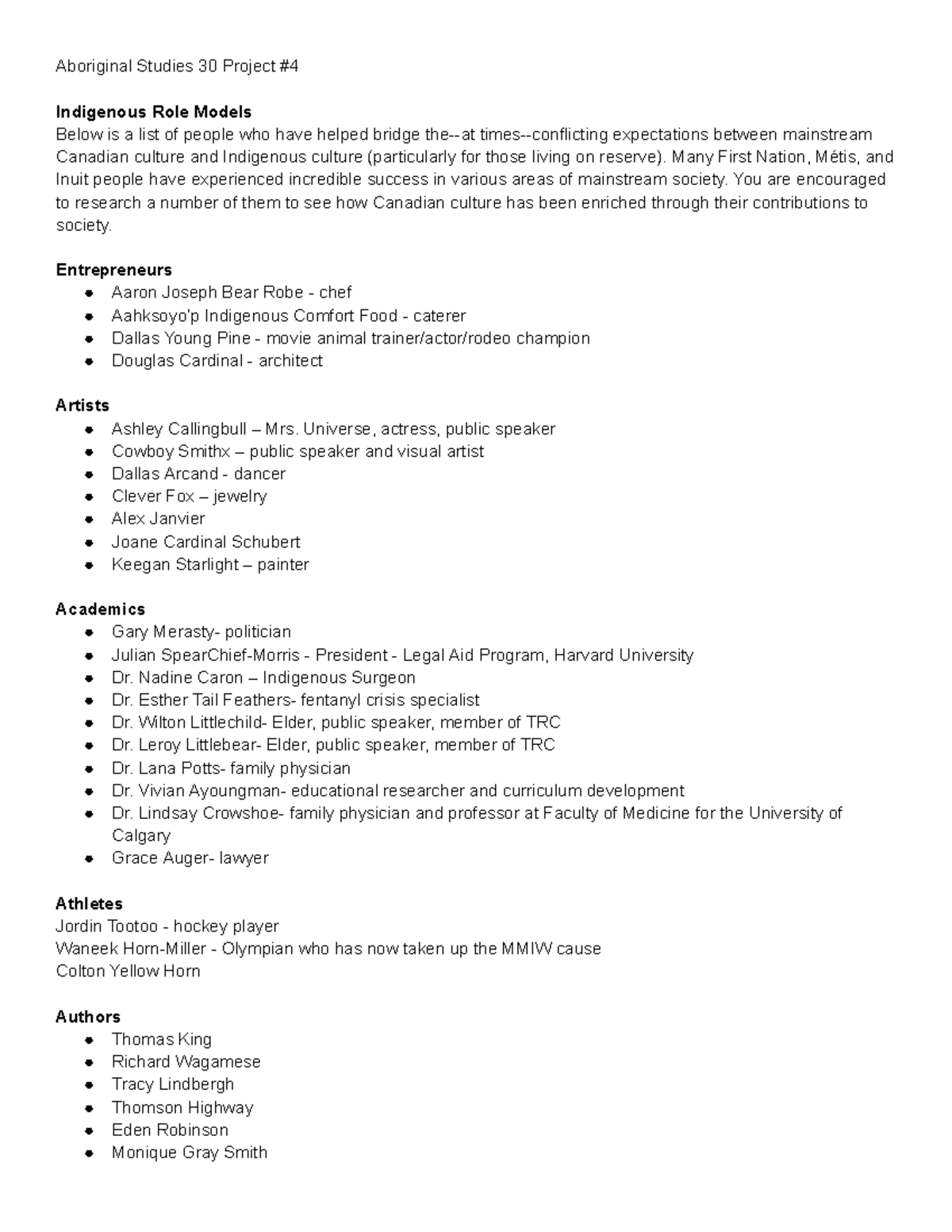 Copy of Aboriginal Studies 30 Project #4 - Aboriginal Studies 30 ...