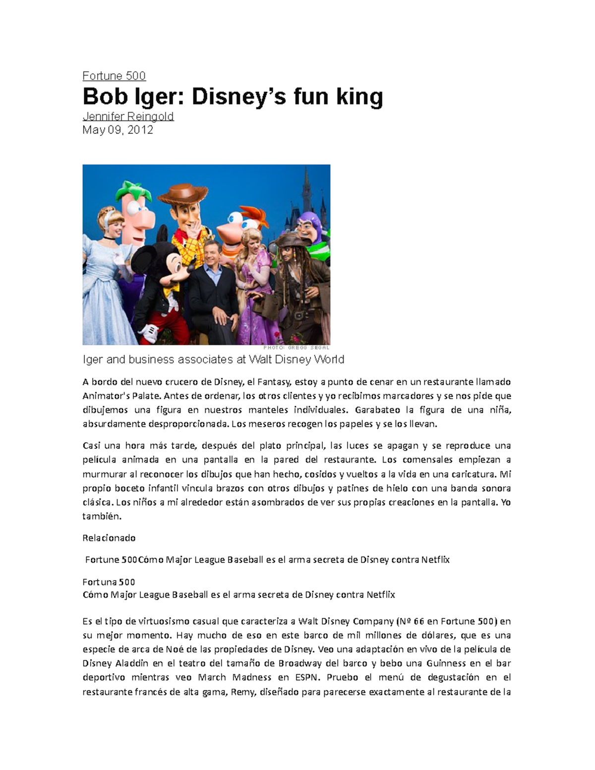 Bob Iger Disney’s fun king Caso - Fortune 500 Bob Iger: Disney’s fun ...
