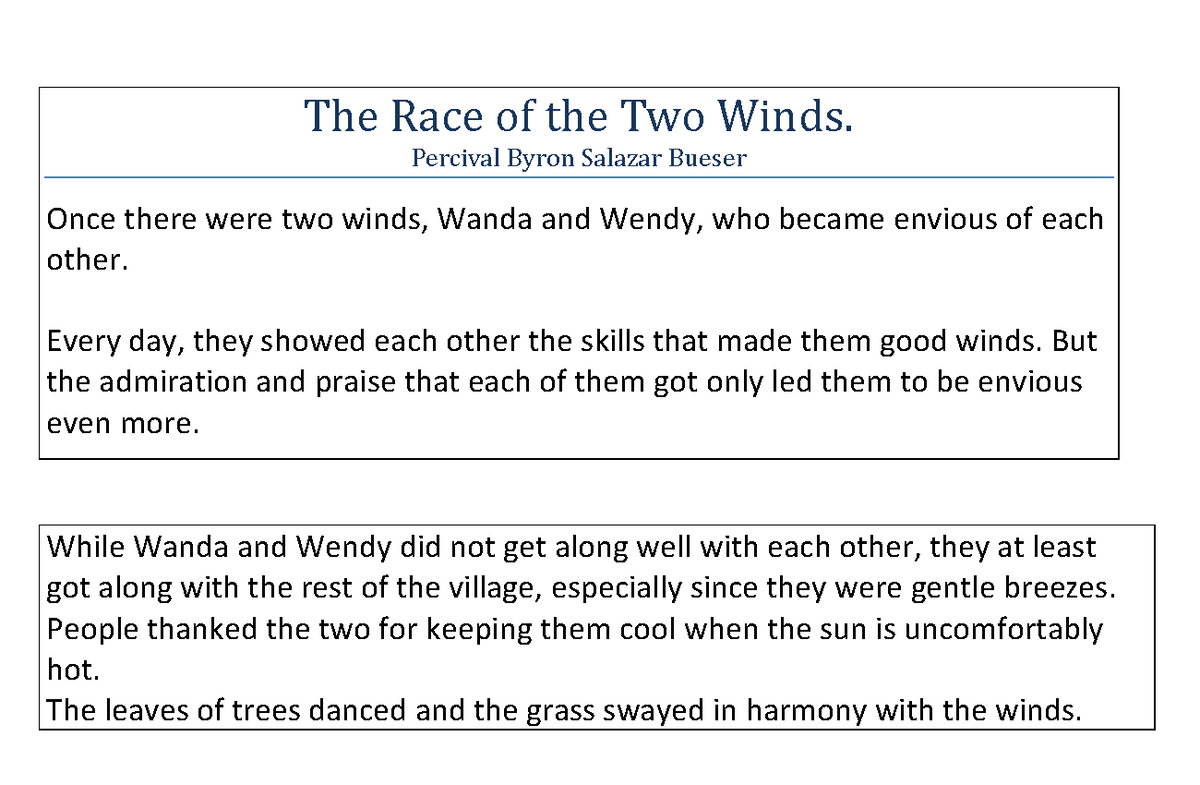 The Race of the Two Wind - Percival Byron Salazar Bueser Once there ...