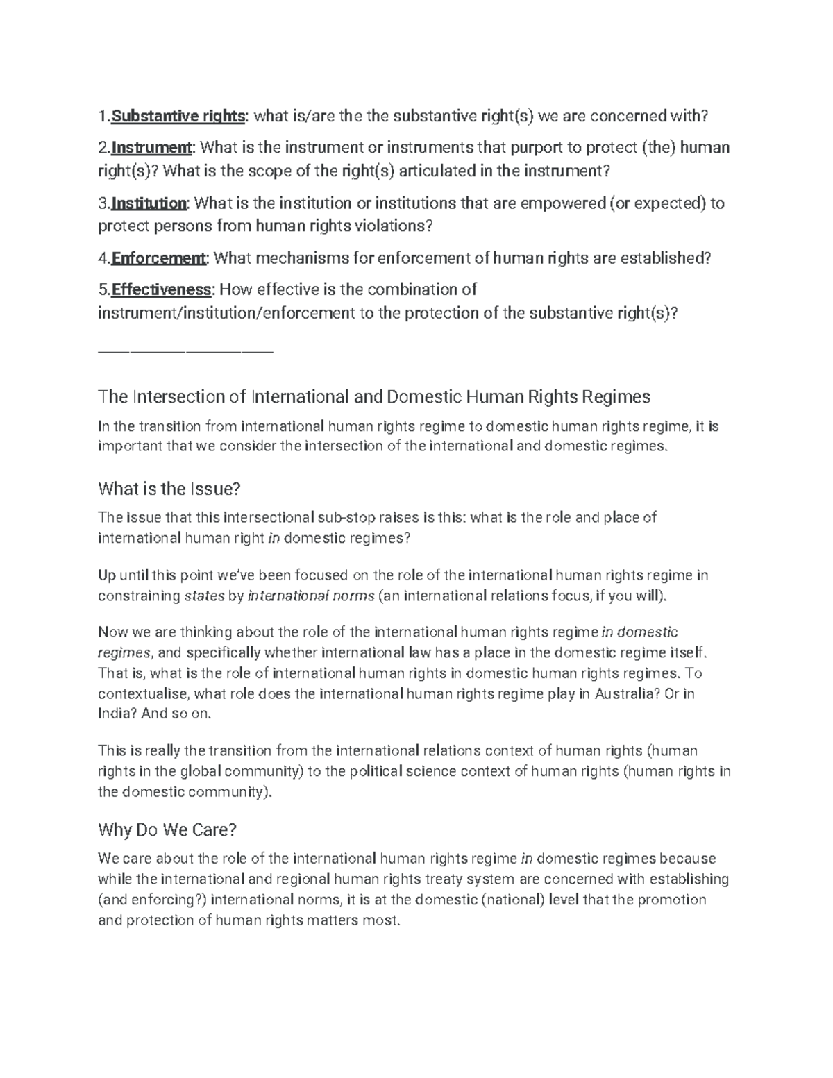 Lecture - week 4 - 1. Substantive rights : what is/are the the ...