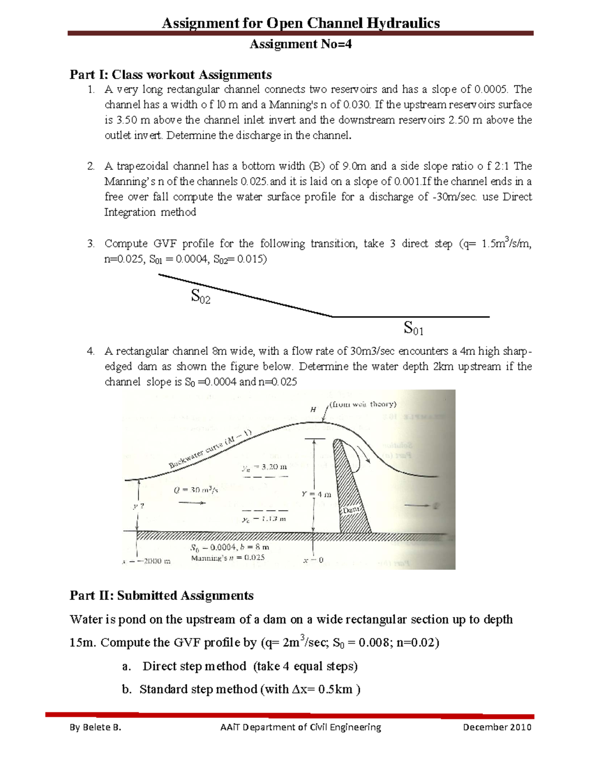 Assignment No4 - assign4 - Assignment for Open Channel Hydraulics By ...
