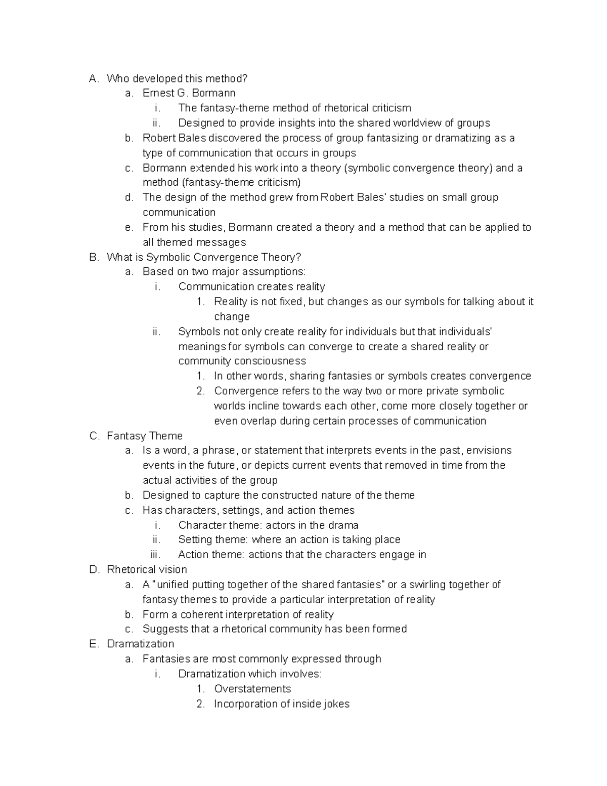 COMM 662 - Fantasy-Theme Criticism (lecture notes) - A. Who developed ...